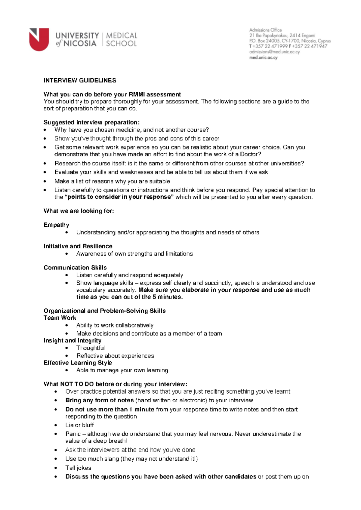 Interview Guidelines - INTERVIEW GUIDELINES What you can do before your ...