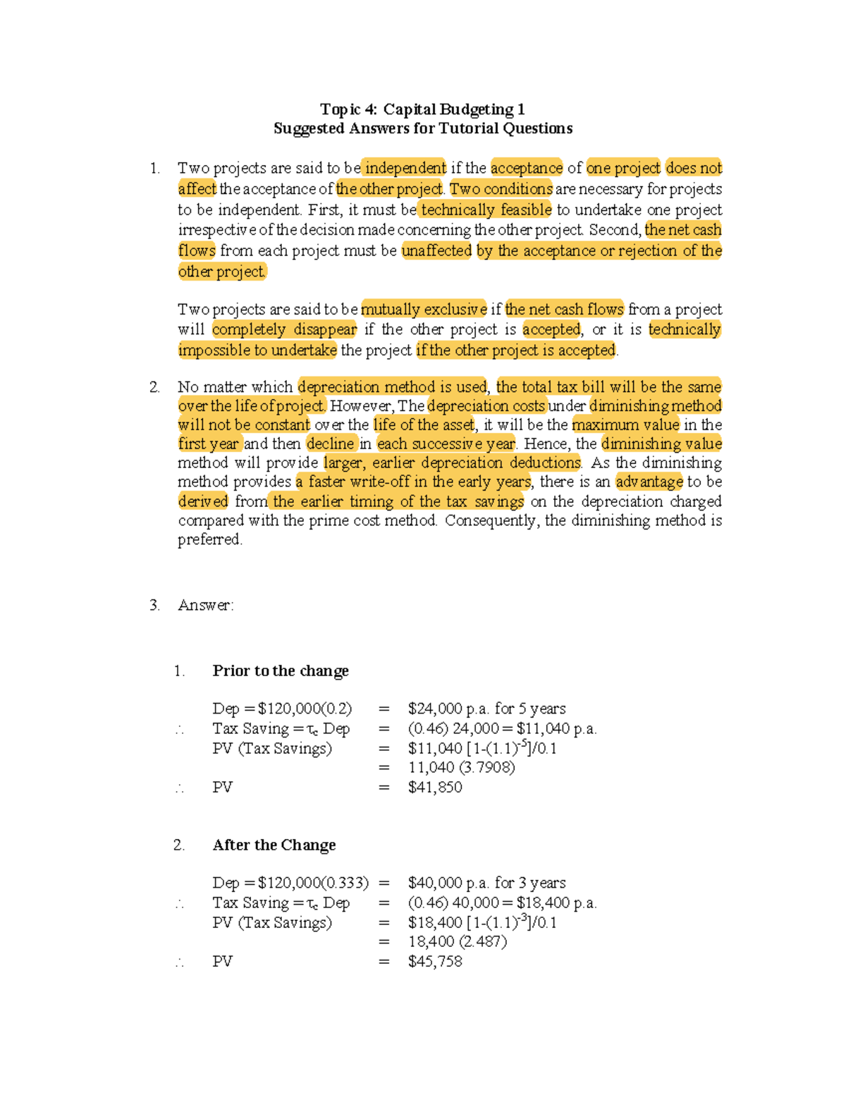 capital budgeting - Topic 4: Capital Budgeting 1 Suggested Answers for ...