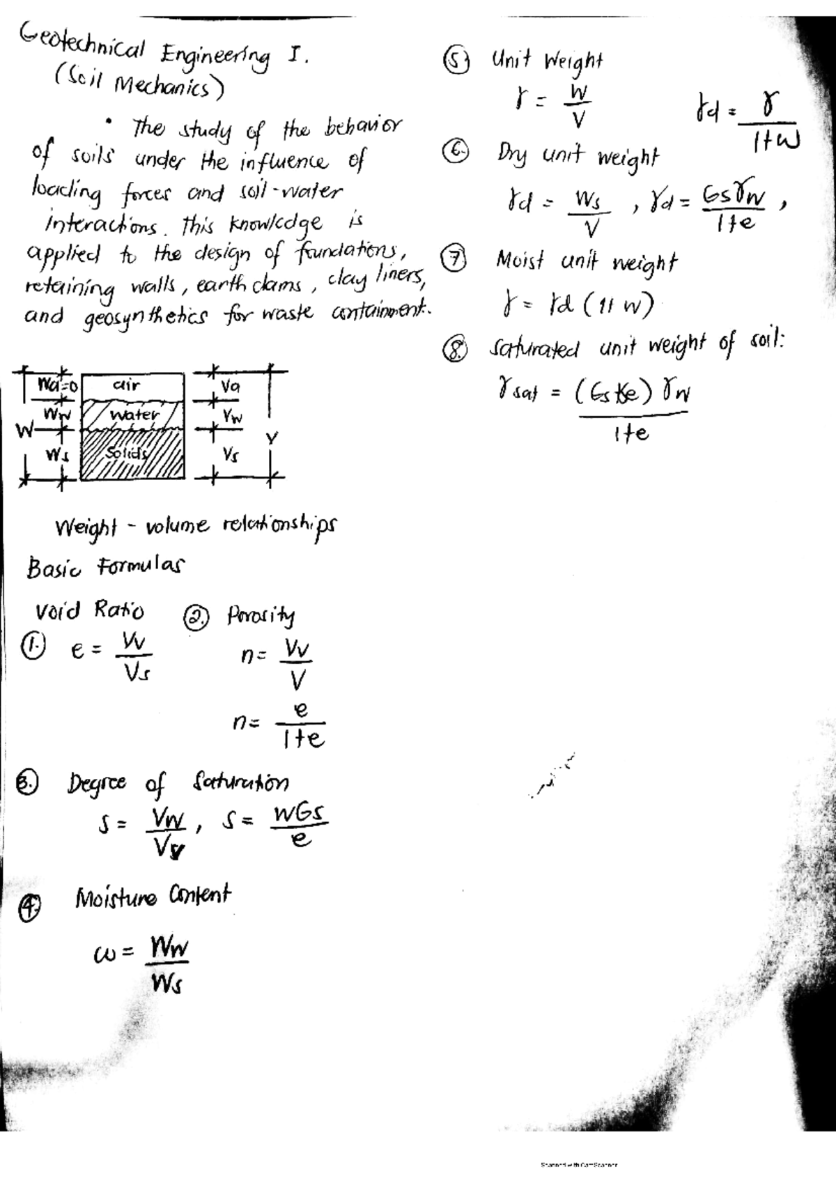 Properties of soil basic formula - Engineering mechanics - Studocu