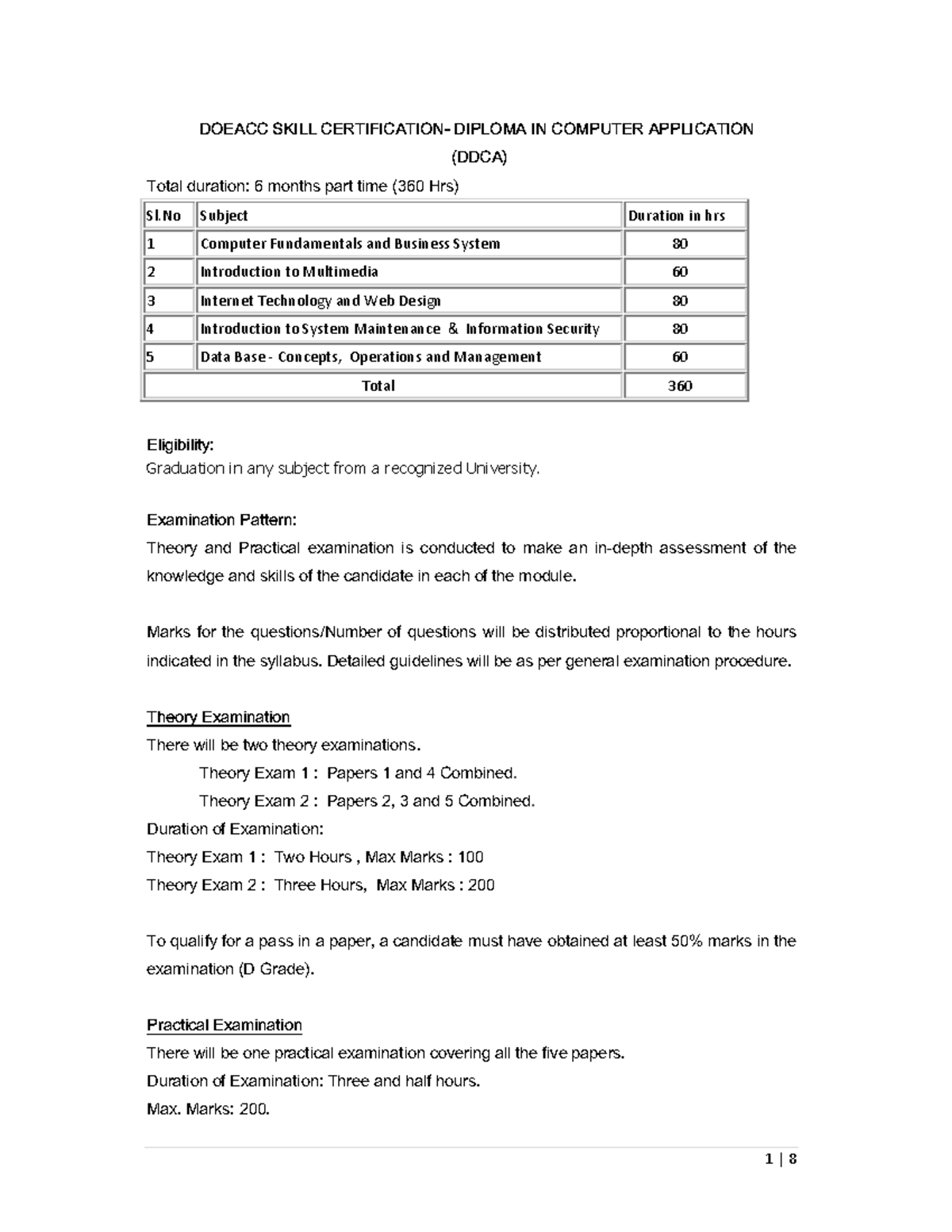 Computer Engineering - DOEACC SKILL CERTIFICATION- DIPLOMA IN COMPUTER ...