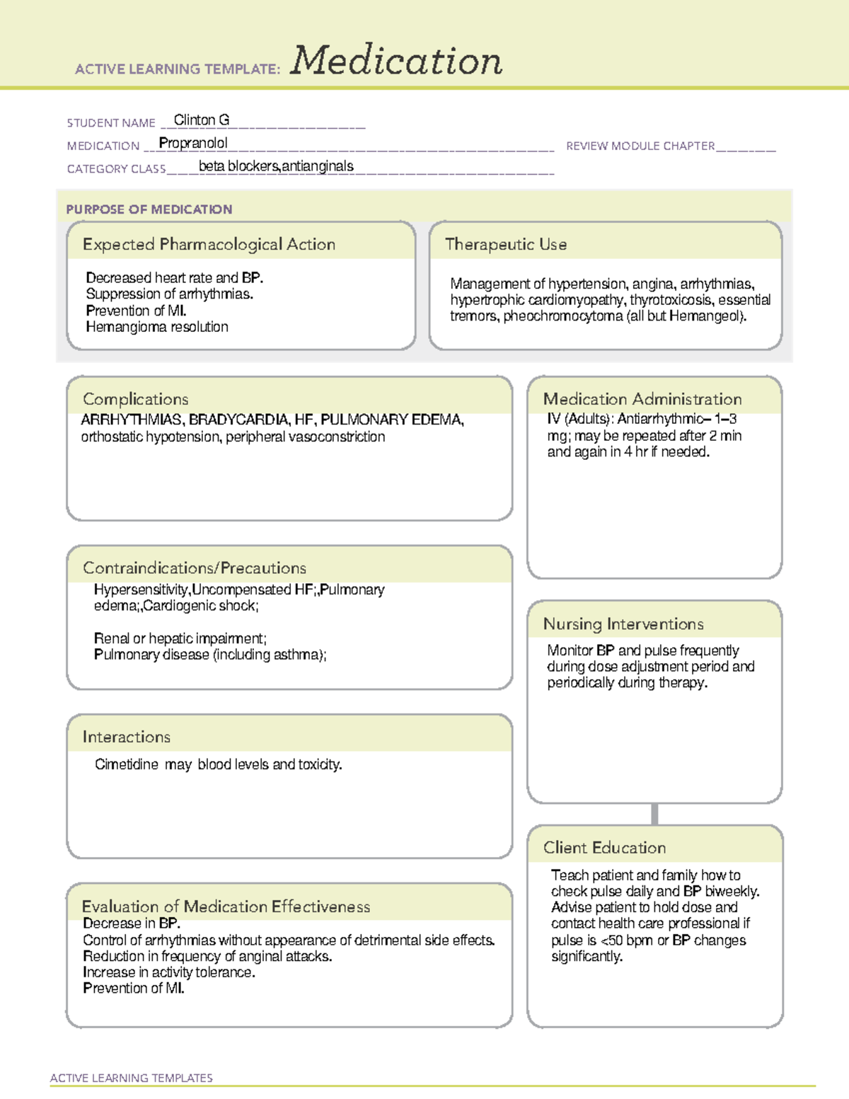 Propranolol - Pharmacology for Nursing - ACTIVE LEARNING TEMPLATES ...