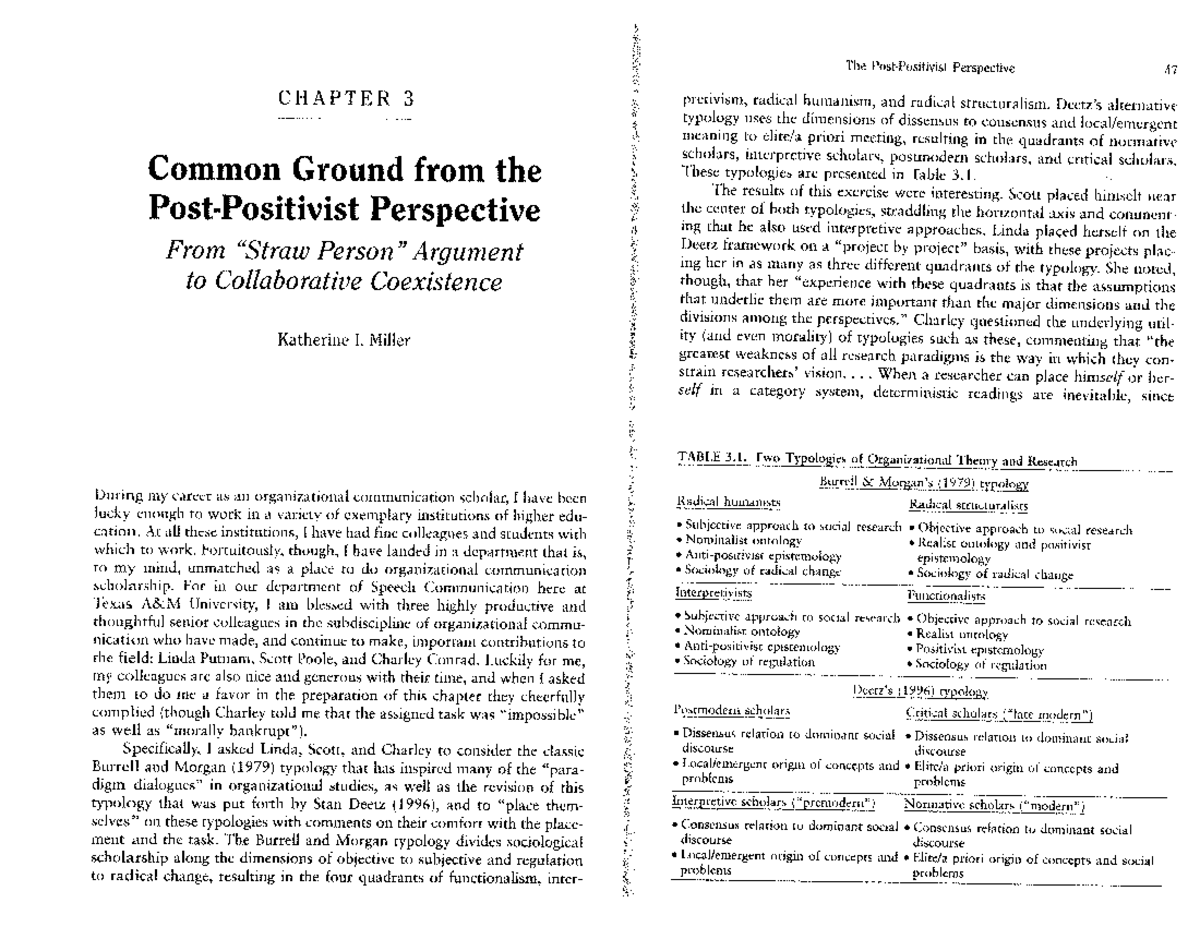 Chap 3 miller common ground from the post postivist perspective ...