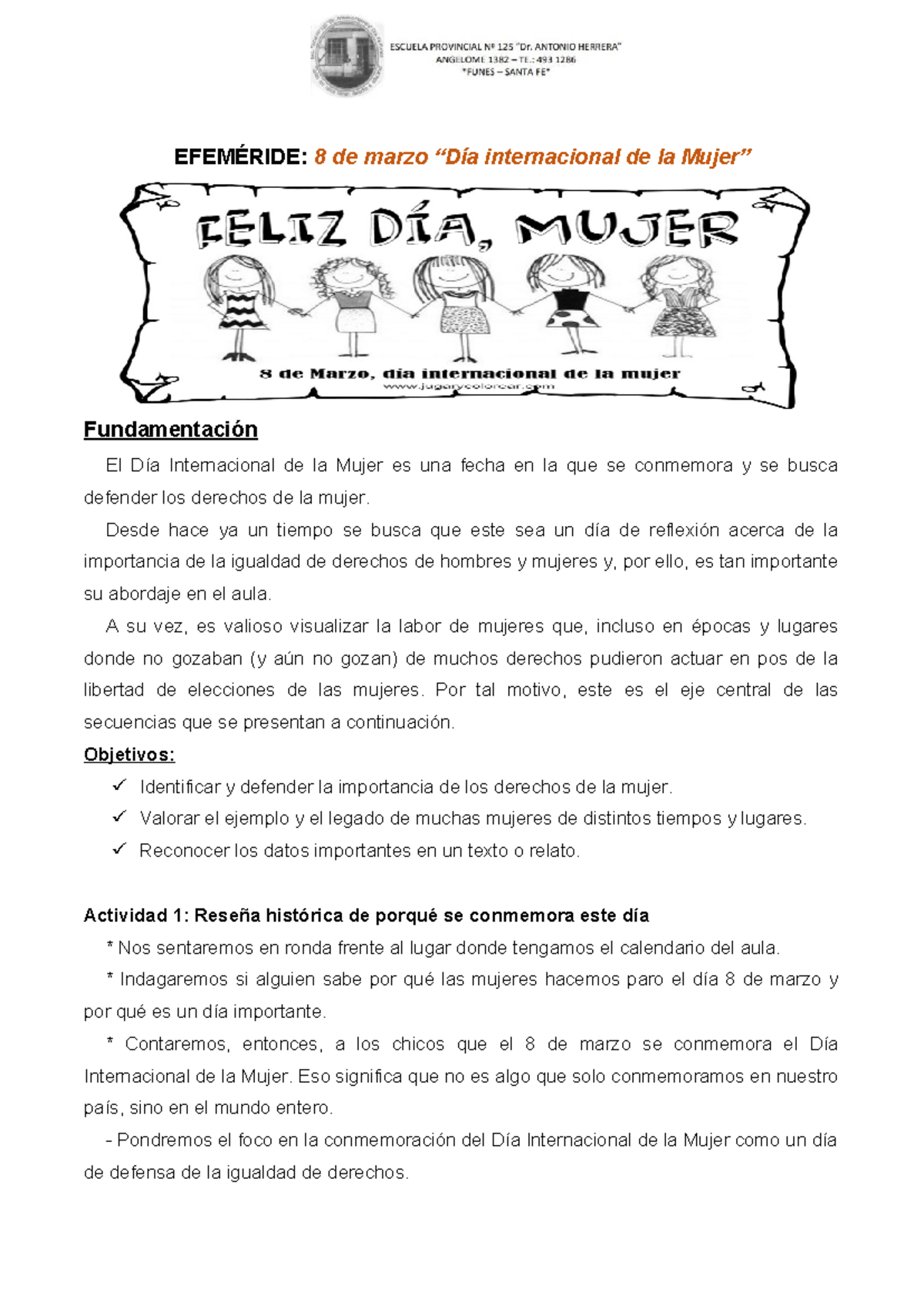 DIA DE LA Mujer - EFEMÉRIDE: 8 de marzo “Día internacional de la Mujer ...