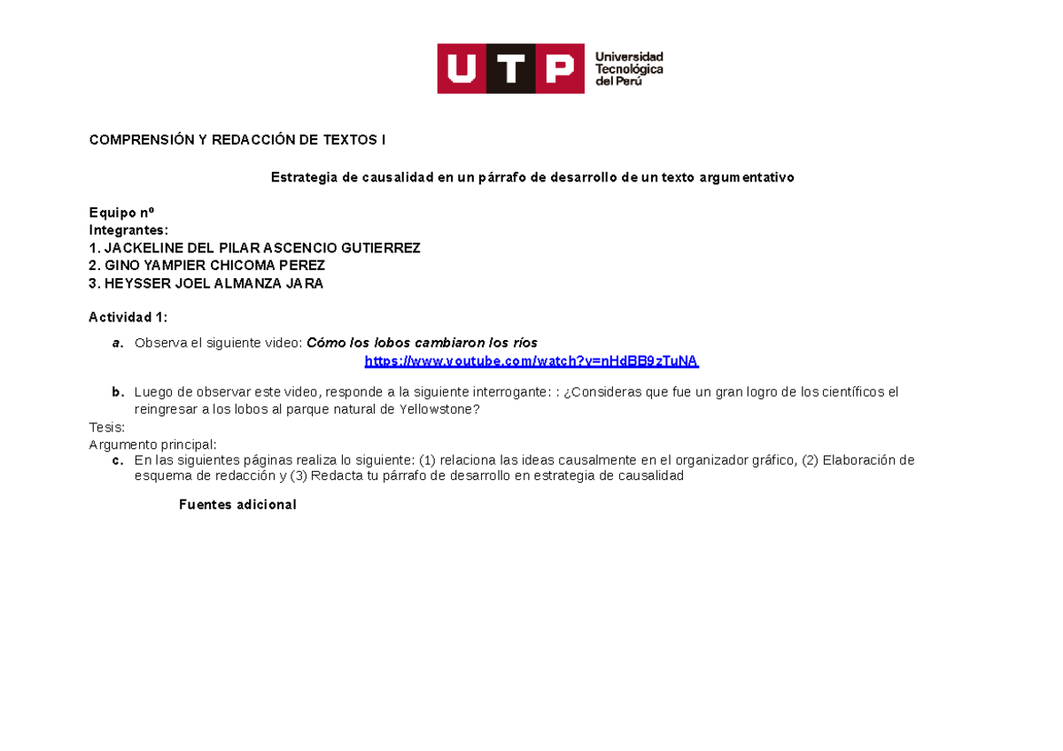 Estrategia DE Causalidad Semana 12 - COMPRENSIÓN Y REDACCIÓN DE TEXTOS ...