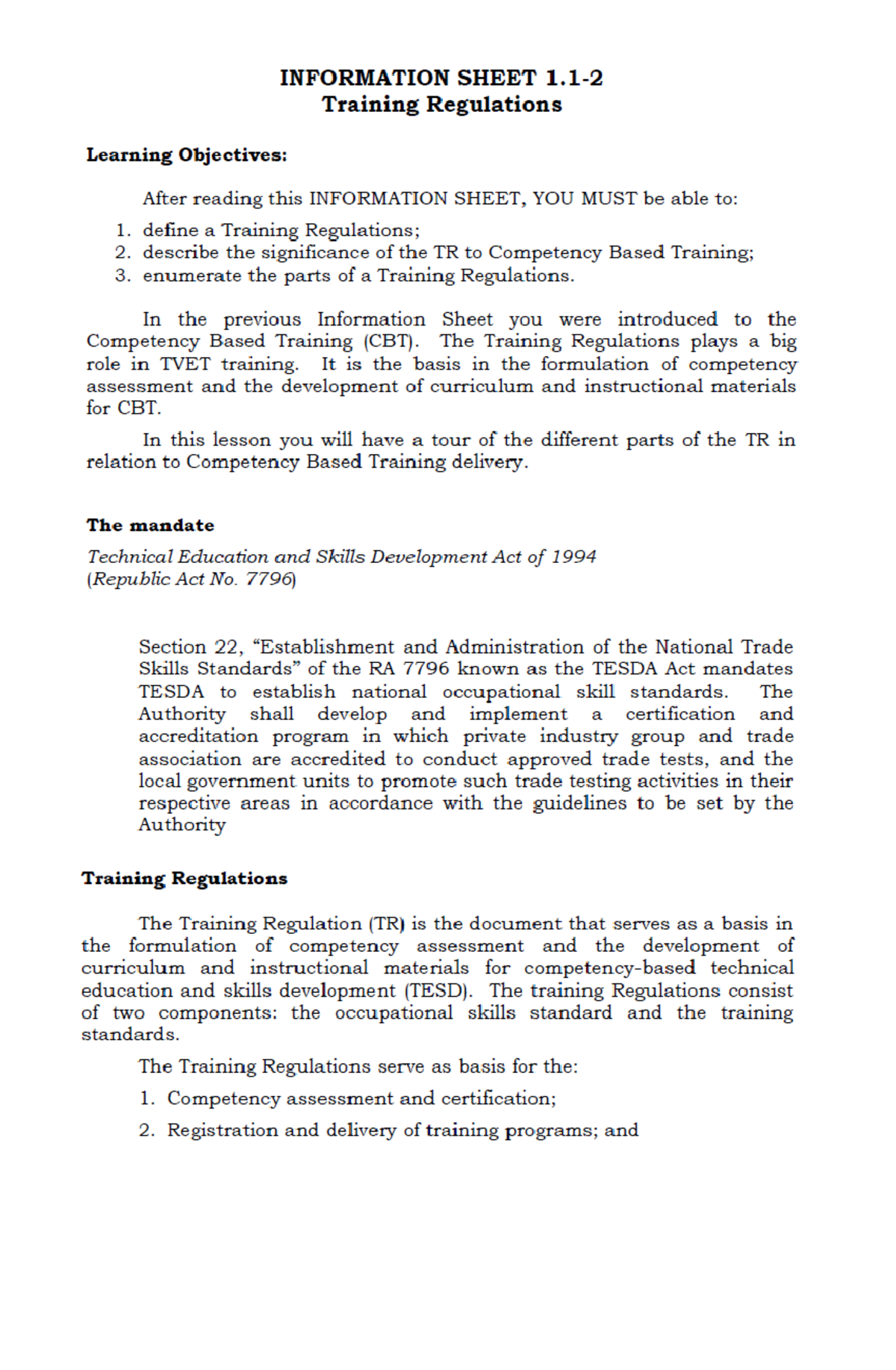 Topic 2 Training Regulation - Cost Accounting - Studocu