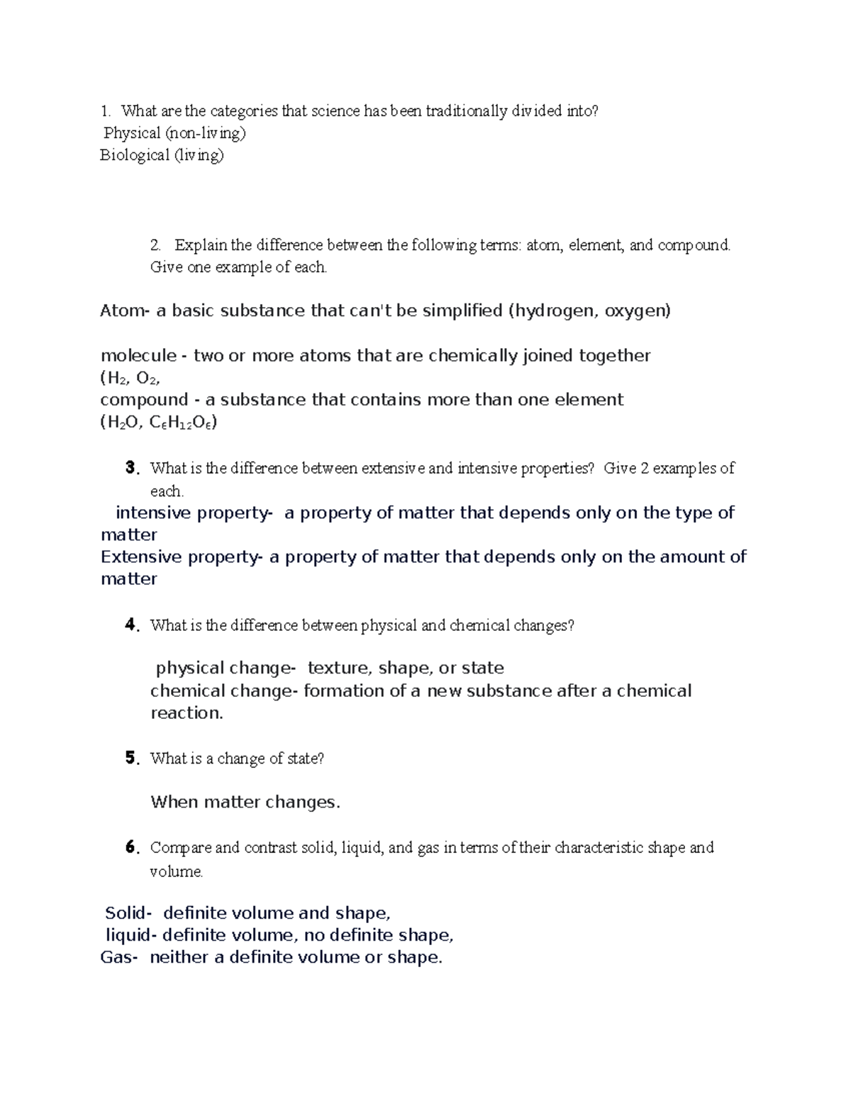 Study guide - 15 point assignment - What are the categories that ...