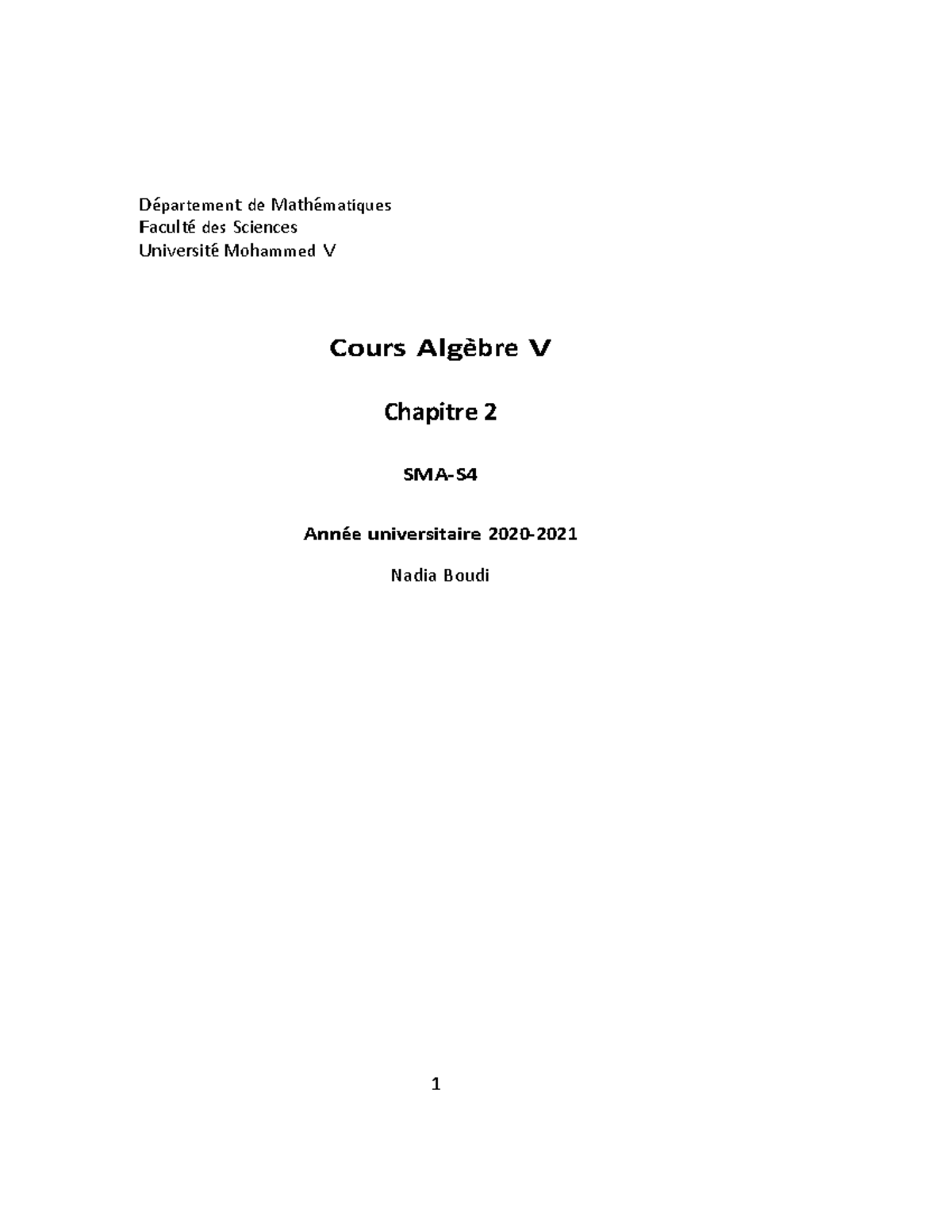 Cours Algebre V SMA-S4 chapitre 2 - D ́epartement de Math ́ematiques Facult ́e des Sciences ...