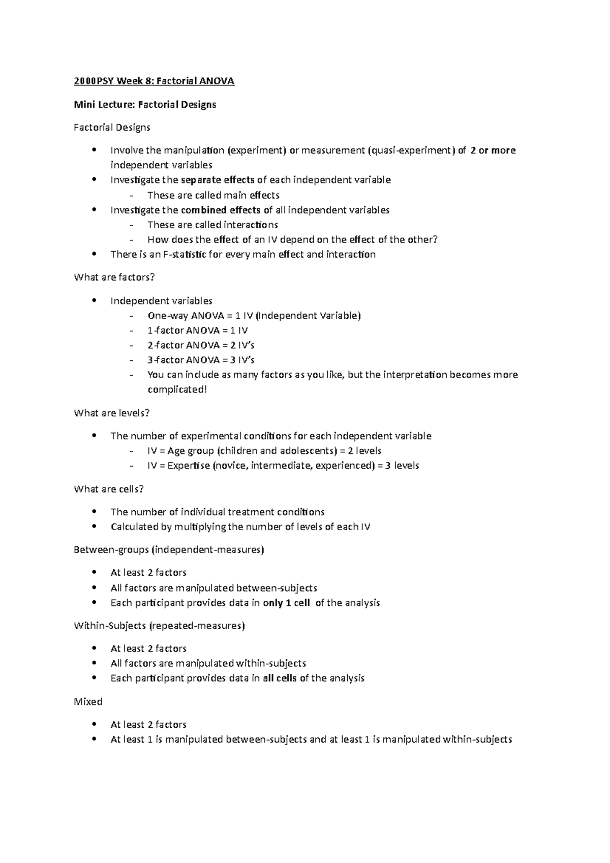 Week 8 - Week 8 - 2000PSY Week 8: Factorial ANOVA Mini Lecture ...