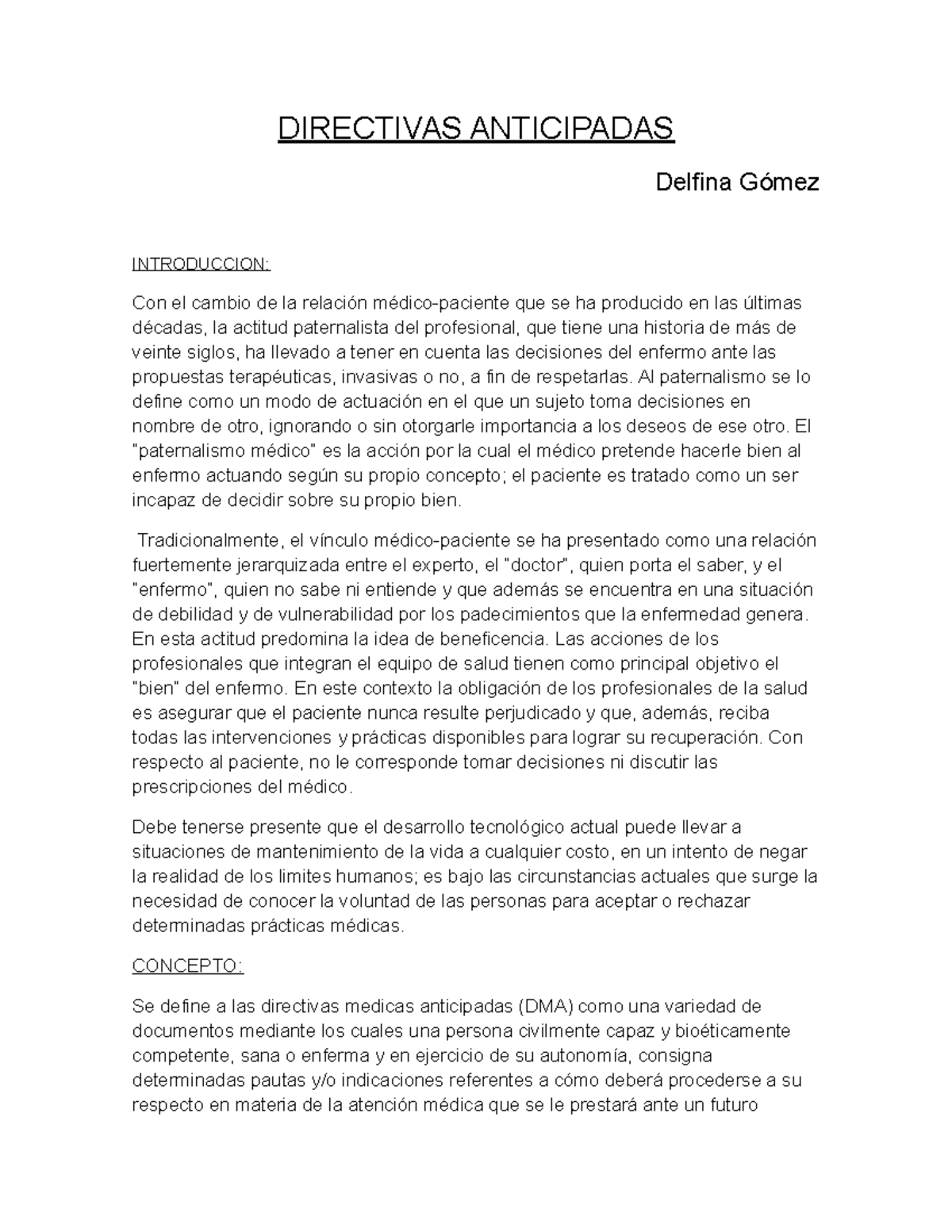 Directivas Anticipadas - DIRECTIVAS ANTICIPADAS Delfina Gómez ...