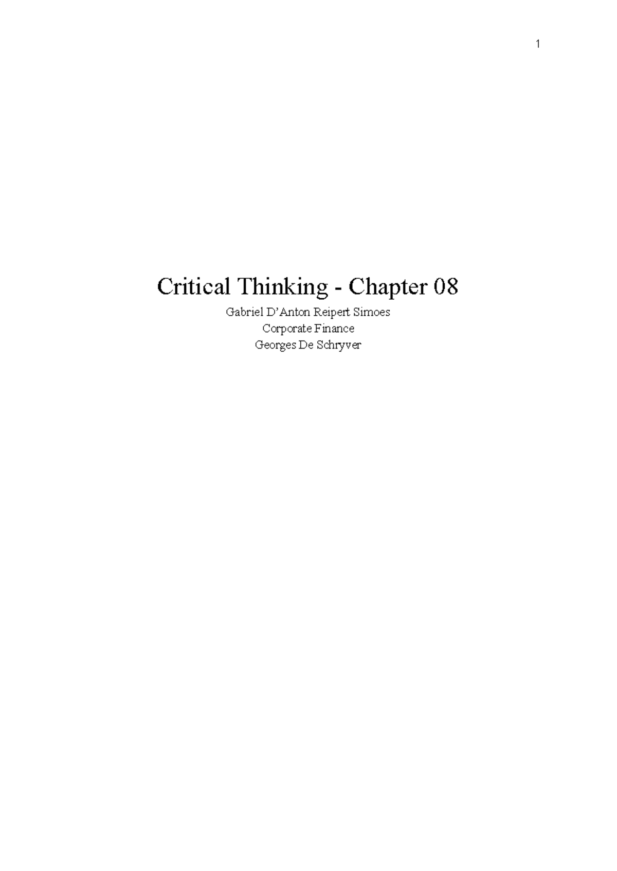 Critical Thinking - Chapter 08 - When calculating the return on money ...