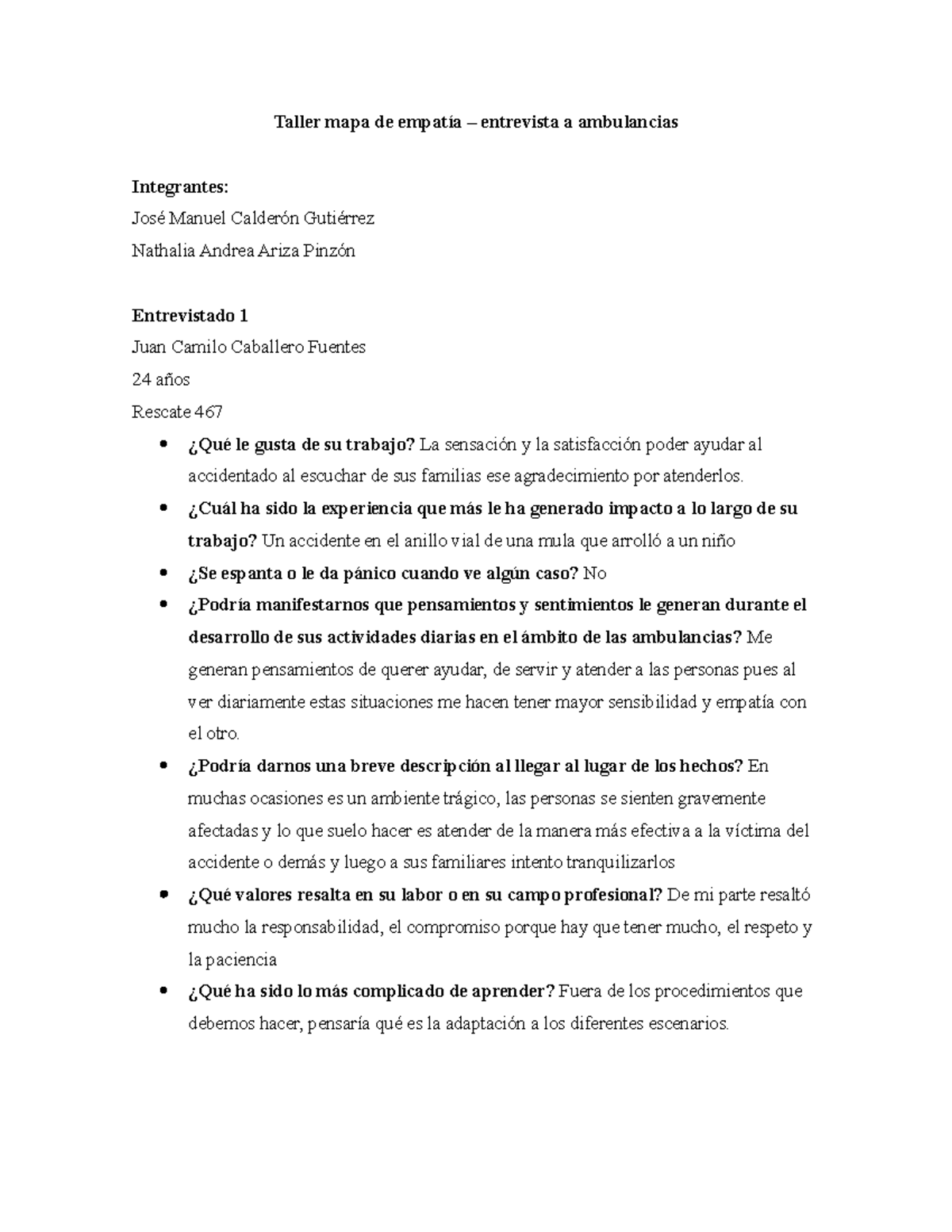 Mapa empatia - vjhgf - Taller mapa de empatía – entrevista a ...