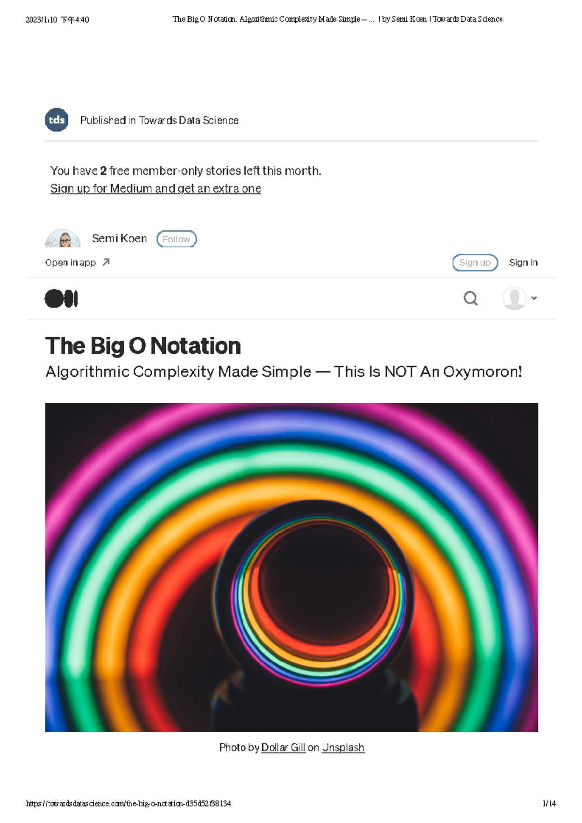 The Big O Notation Algorithmic Complexity Made Simple — By Semi Koen Towards Data Science