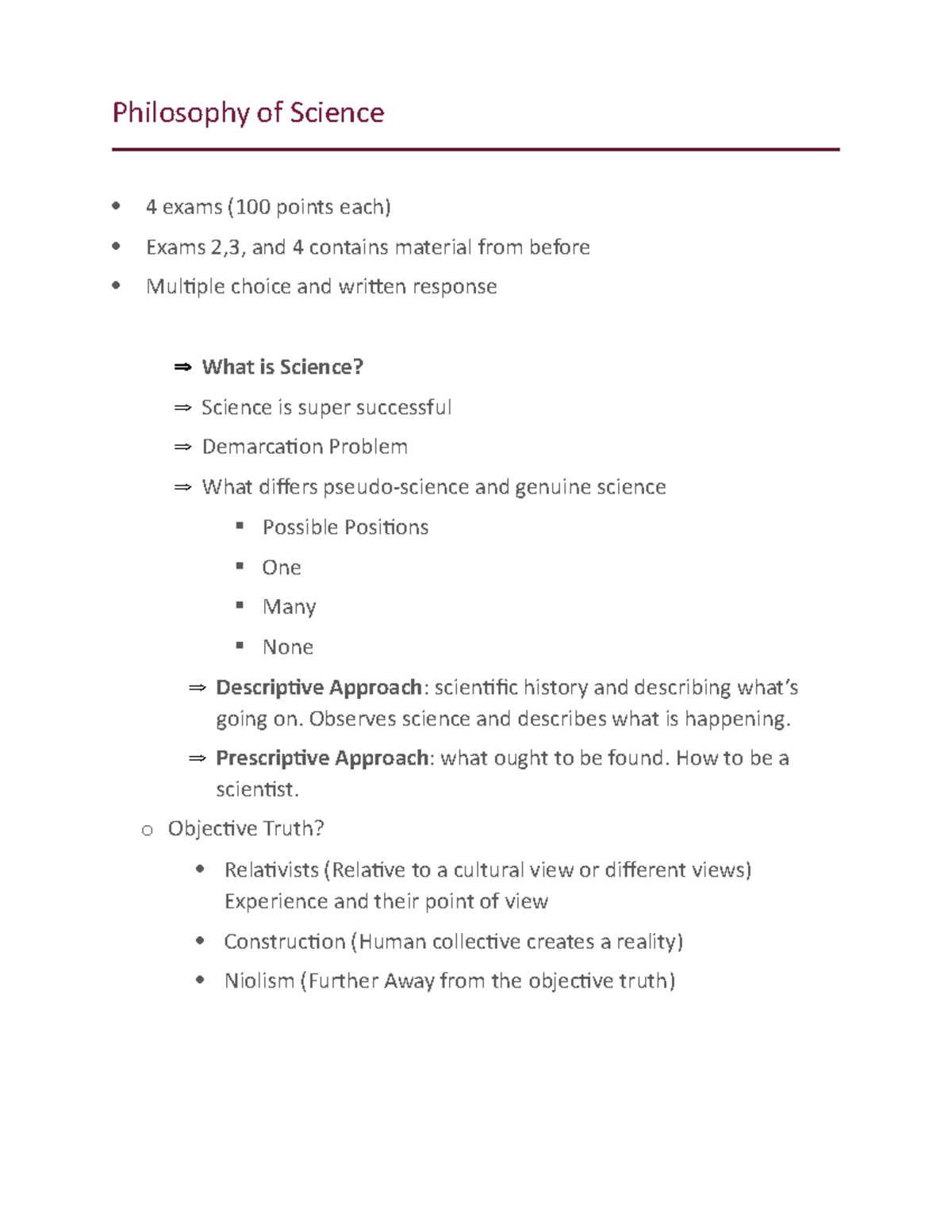 Philosophy of Science - Observes science and describes what is ...