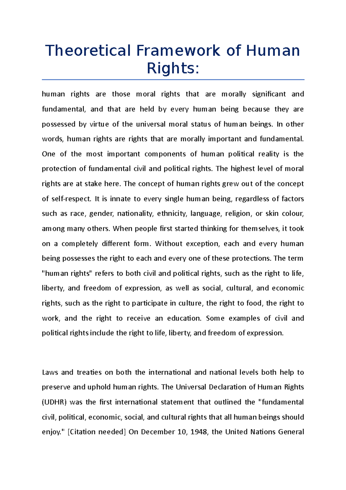 Theoretical Framework of Human Rights - Theoretical Framework of Human ...