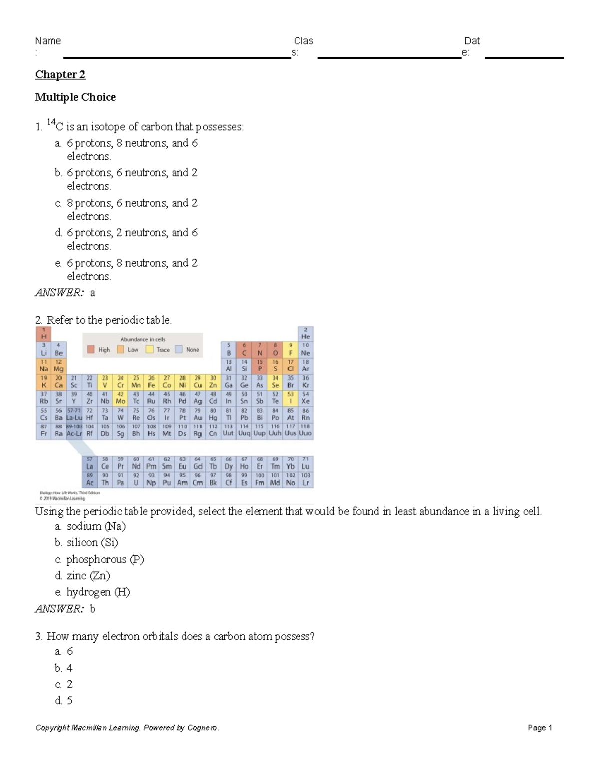 2 March 10 Winter 2019, questions and answers - : s: e: Chapter 2 ...