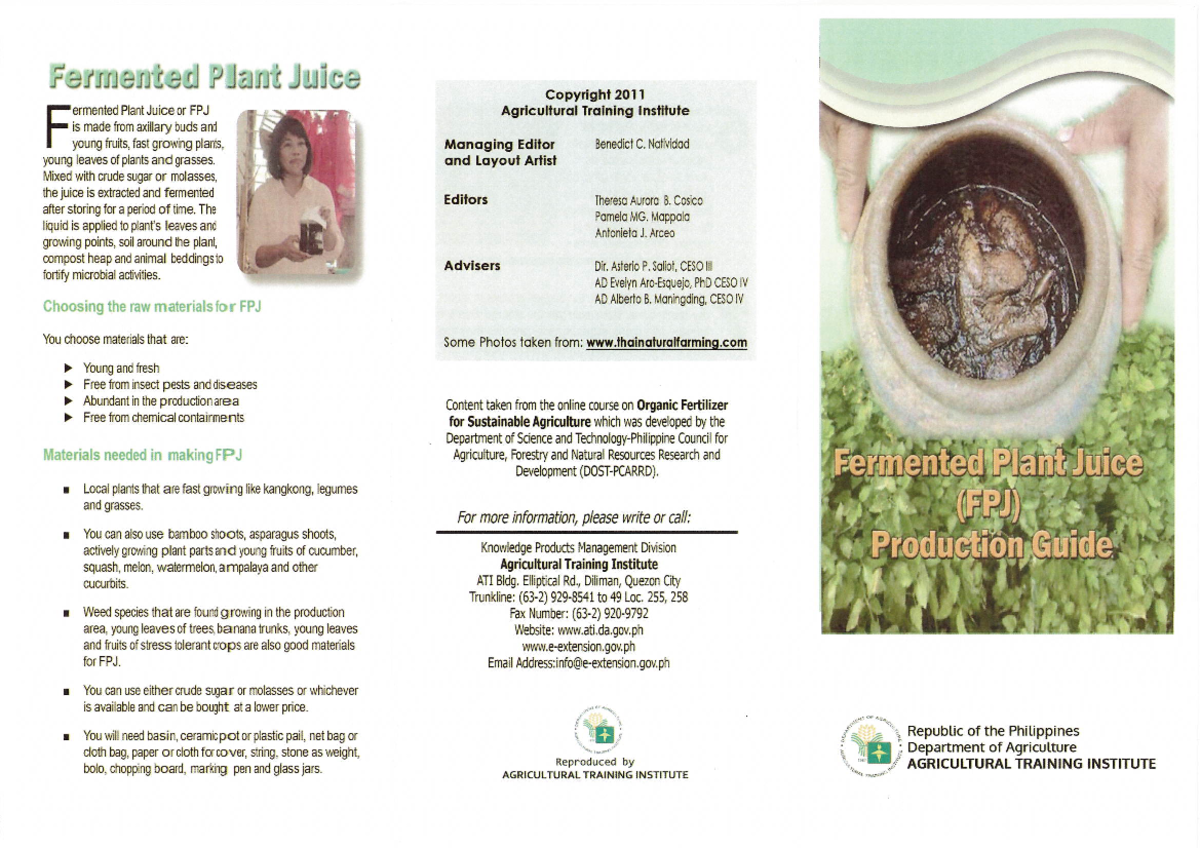 Fermented Plant Juice FPJ Production Guide - Engineering - Studocu