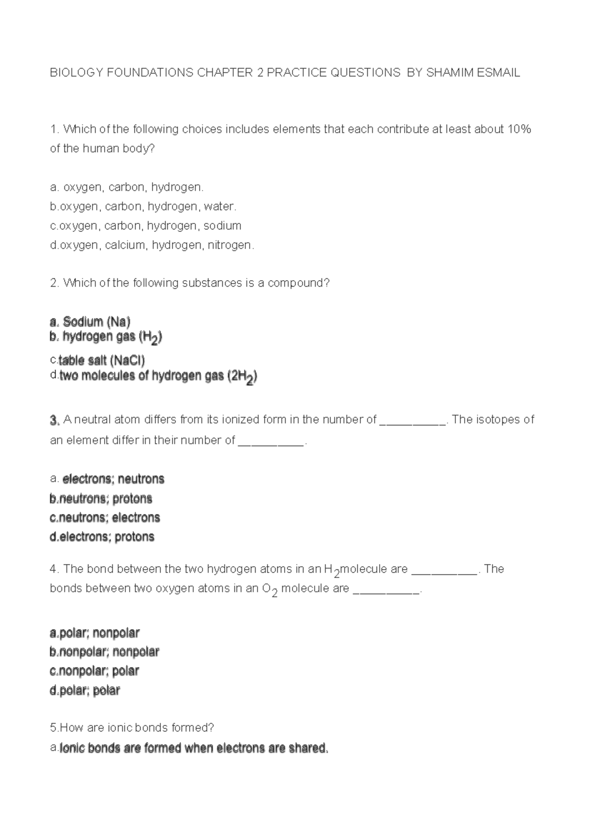 Sample/practice exam September 2018, questions - BIOLOGY FOUNDATIONS ...