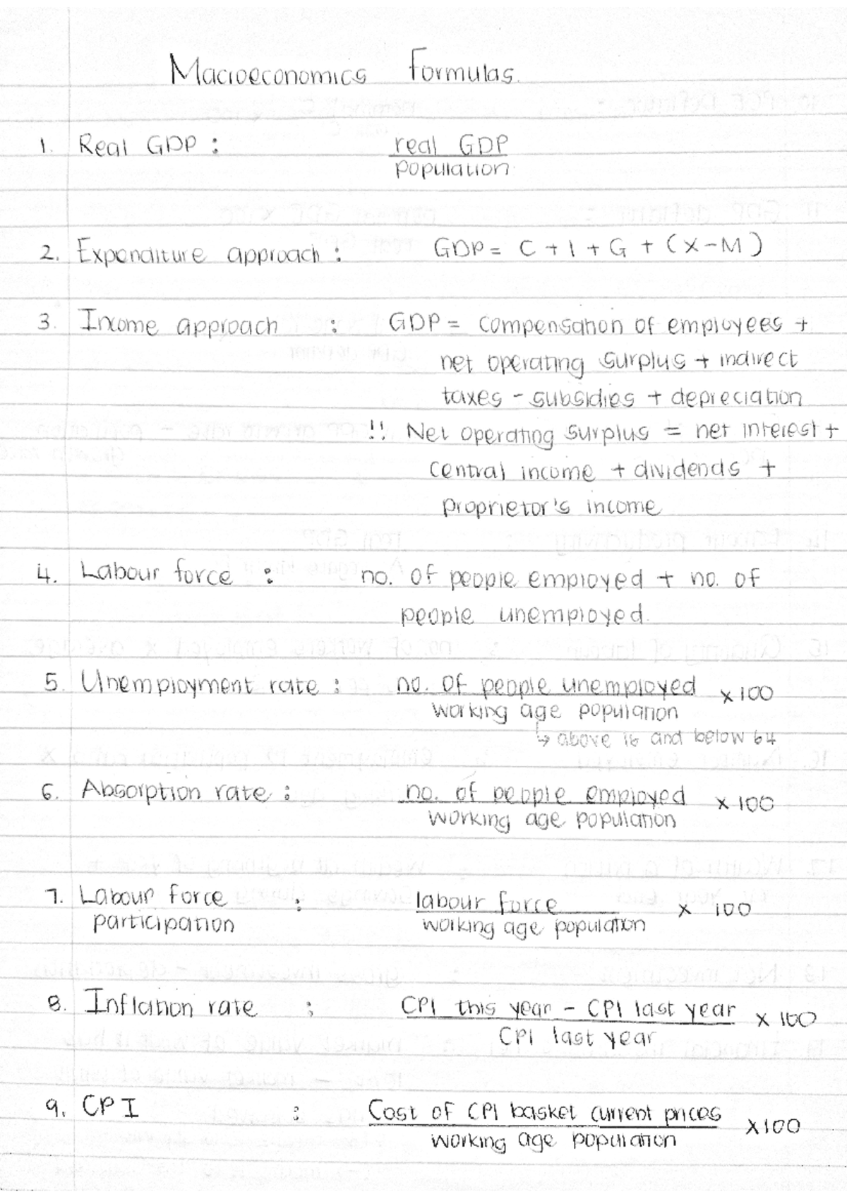 Macroeconomics Formulas - ECON1014 - Studocu