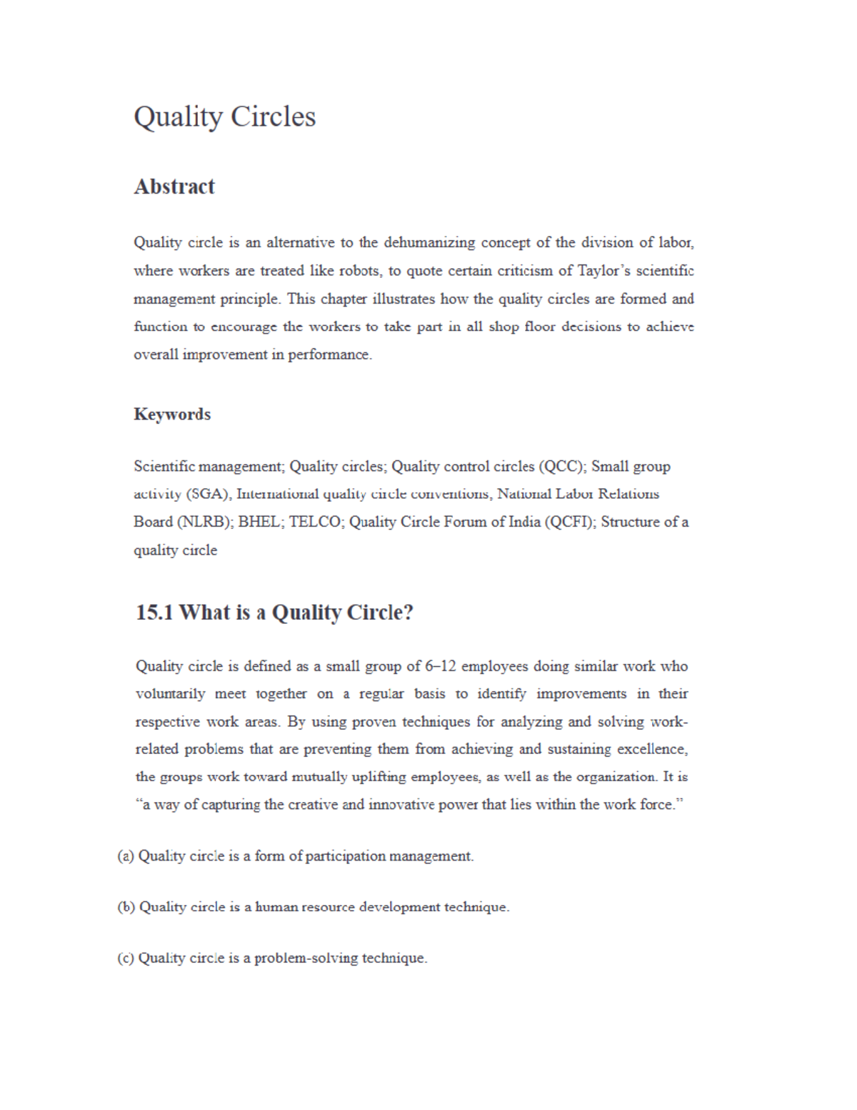 Quality circle - Total quality management - Studocu
