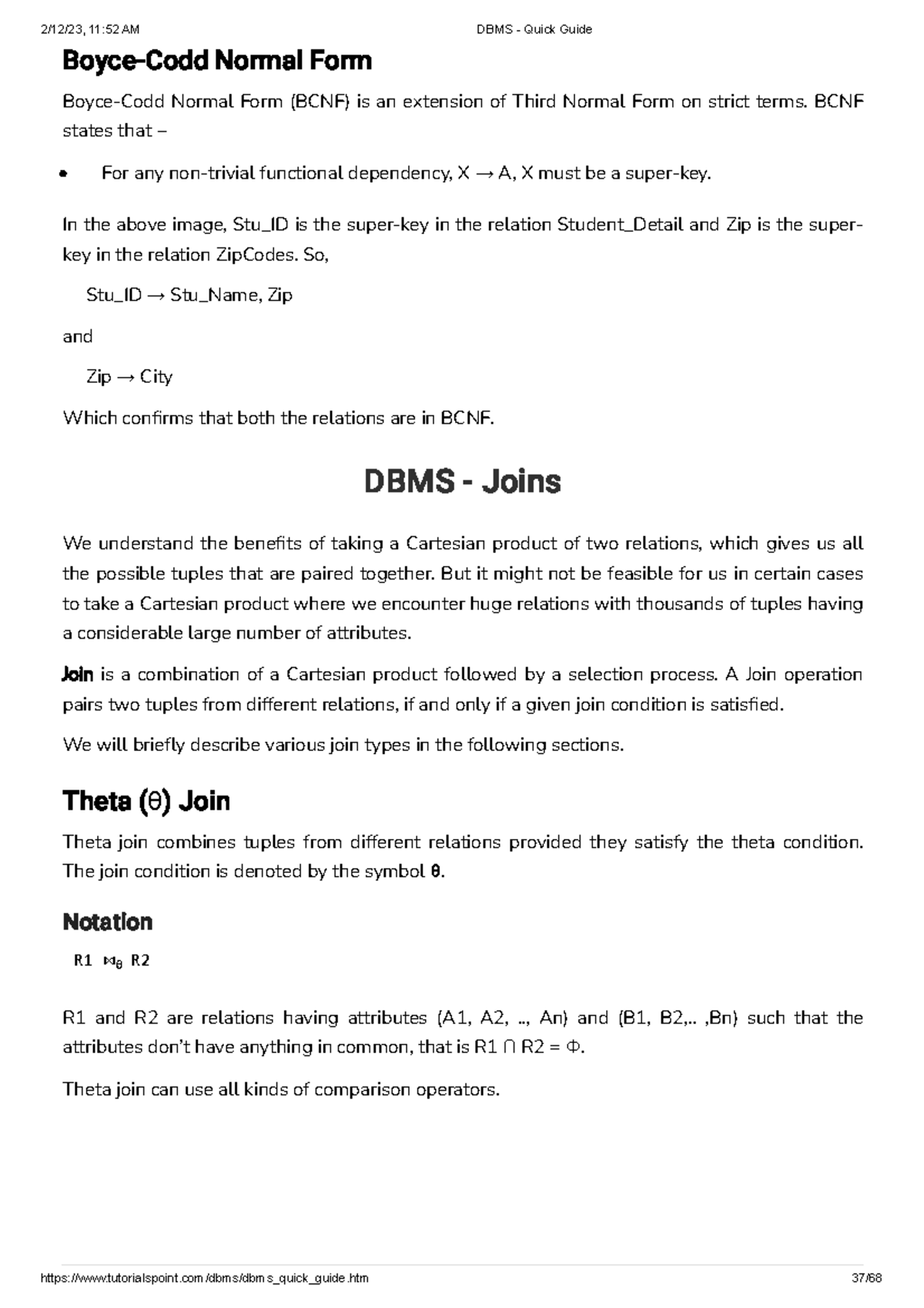 DBMS - Quick Guide-7 - Short summary on DBMS part 7 - Boyce-Codd Normal ...