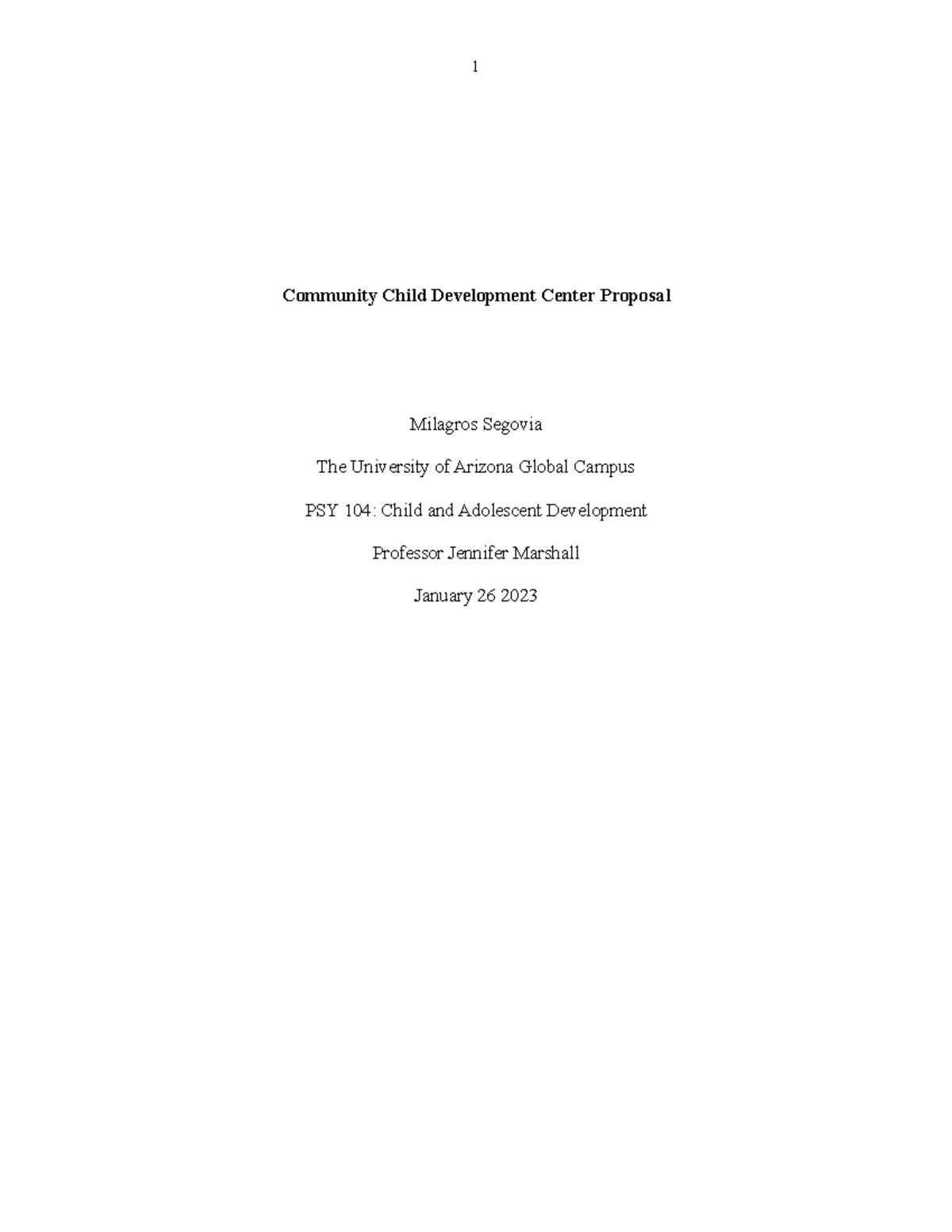 Community Child Development Center Proposal Template - Community Child ...