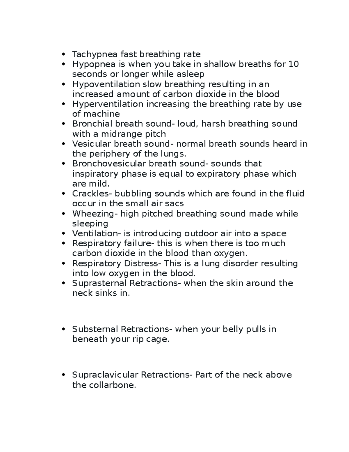 Vocabulary for breathing 3 - Tachypnea fast breathing rate Hypopnea is ...