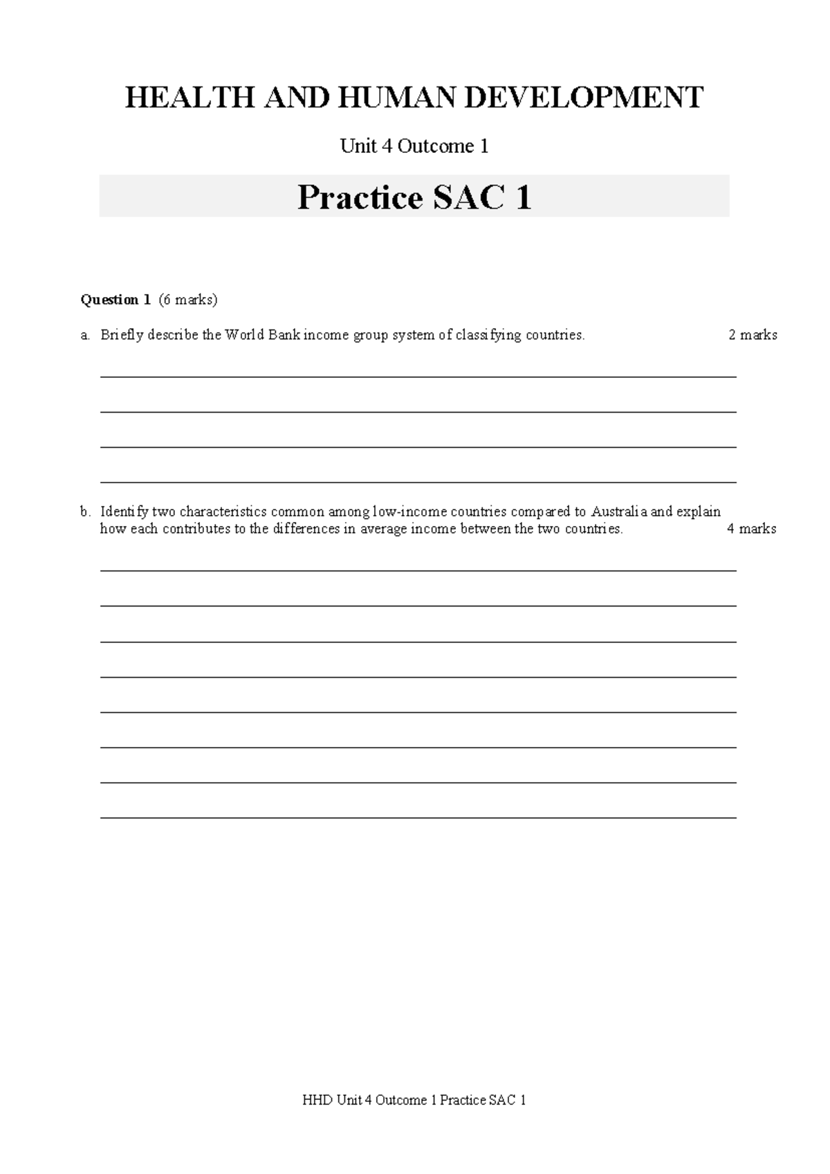 Practice SAC 1 Unit 4 Outcome 1 2024 - HEALTH AND HUMAN DEVELOPMENT ...
