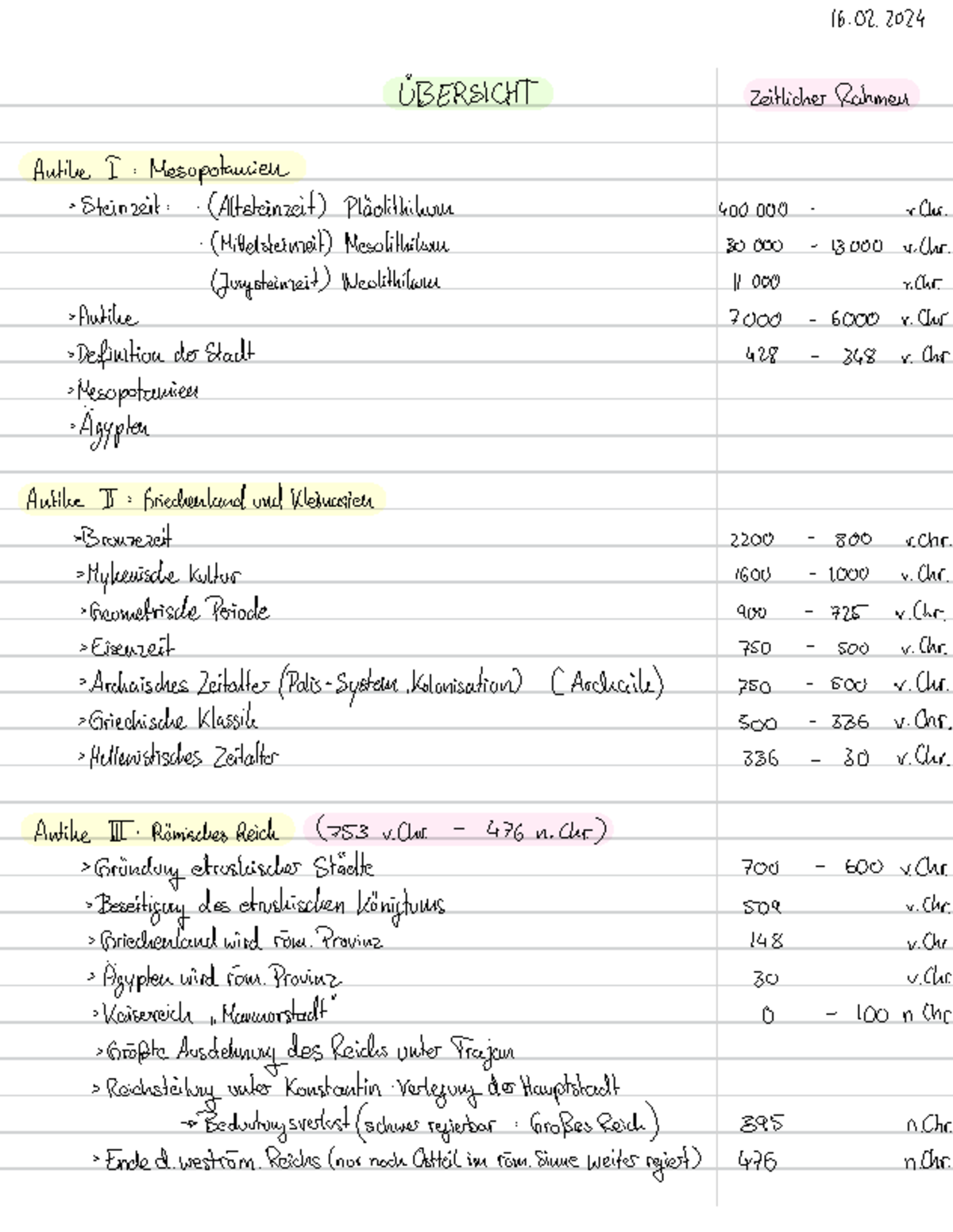 Zeitliche Übersicht - 16. 02. 2024 ÜBERSICHT Zeitlicher Rahmen Autile I ...