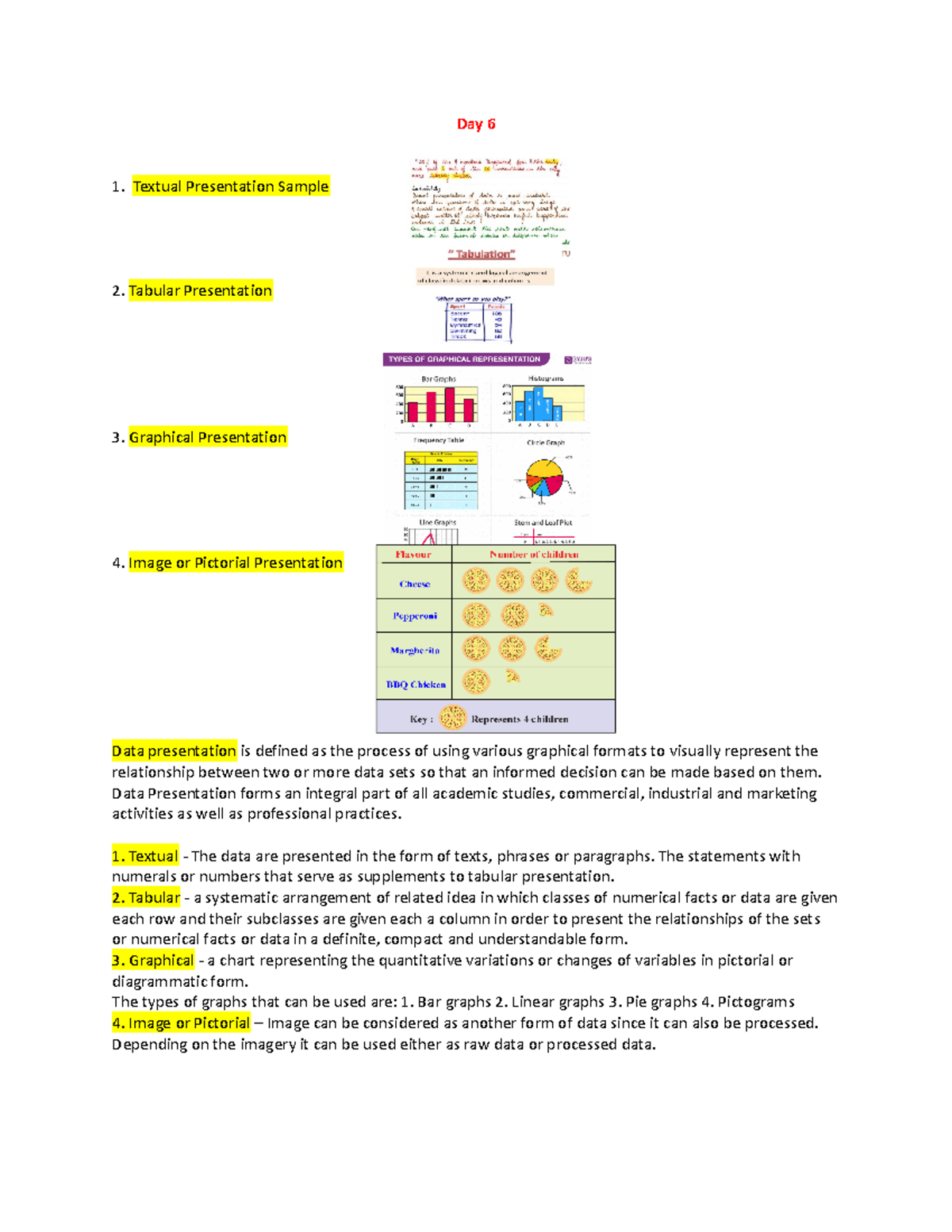 Pointers ABM-009 - Revie - Day 6 Textual Presentation Sample Tabular ...