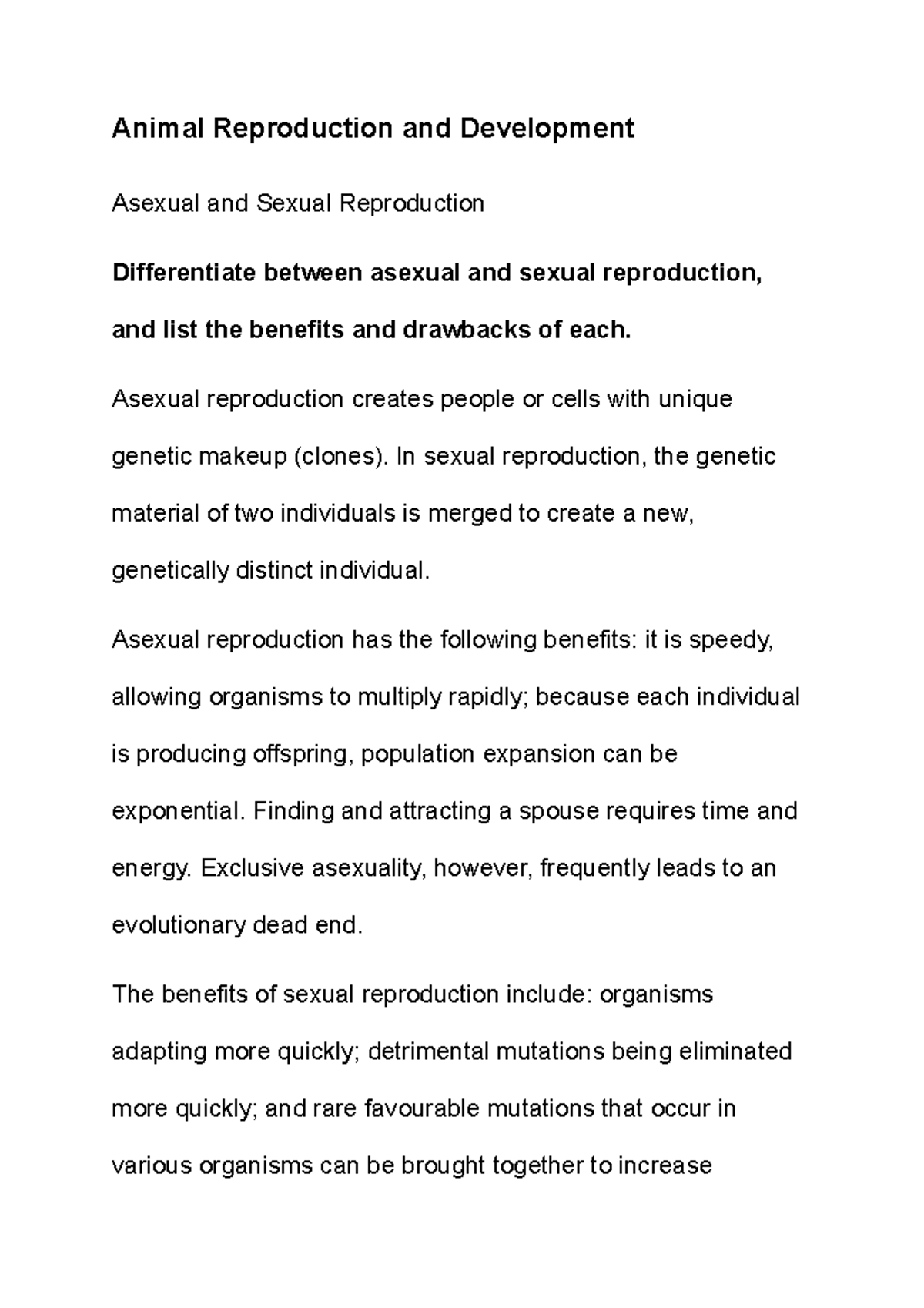 Animal Reproduction and Development - Animal Reproduction and ...