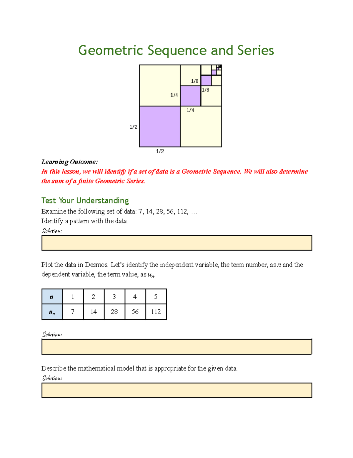 Geometric Sequence and Series - Geometric Sequence and Series Learning ...