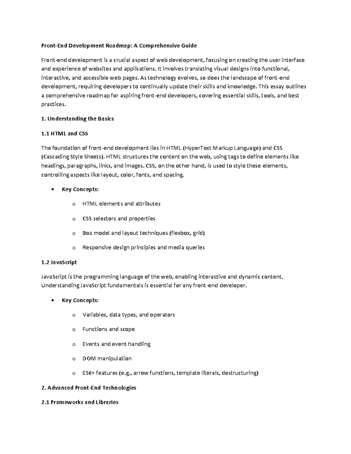 Road map for web development - Front-End Development Roadmap: A ...