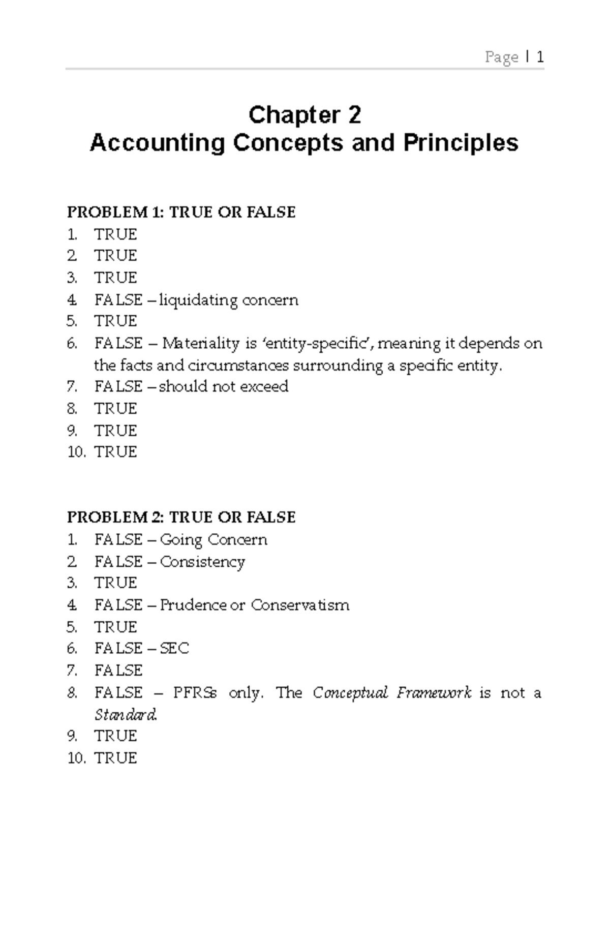 Chapter 2 Accounting Concepts AND Principles - Page | 1 Chapter 2 ...
