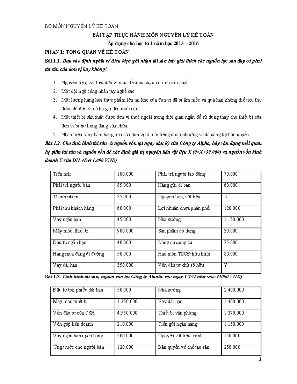 Bai tap Nguyen ly ke toan 1 - BÞ MÔN NGUYÊN LÝ K¾ TOÁN BÀI T¾P THþC ...