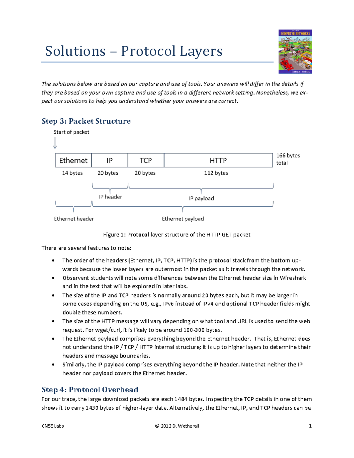 Solutions-protocol-layers - CN5E Labs © 2012 D. Wetherall 1 Solutions – Protocol Layers The ...