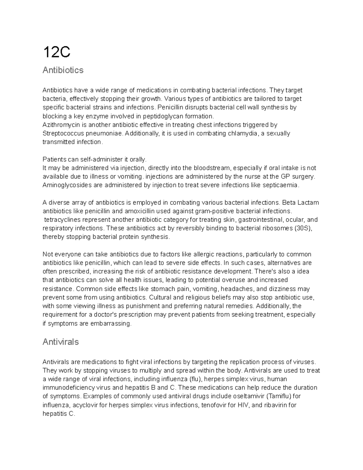 12C-2 - unit 12c - 12C Antibiotics Antibiotics have a wide range of ...