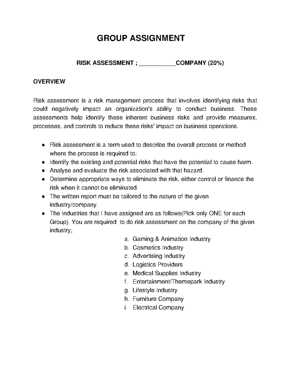 Group Assignment INS456 - GROUP ASSIGNMENT RISK ASSESSMENT ...