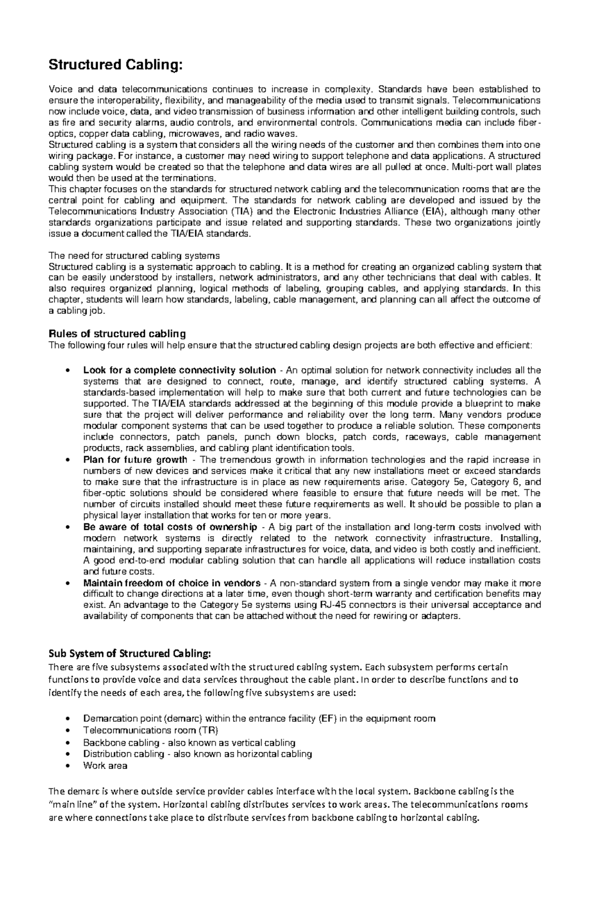 Structured Cabling Overview - Structured Cabling: Voice and data ...
