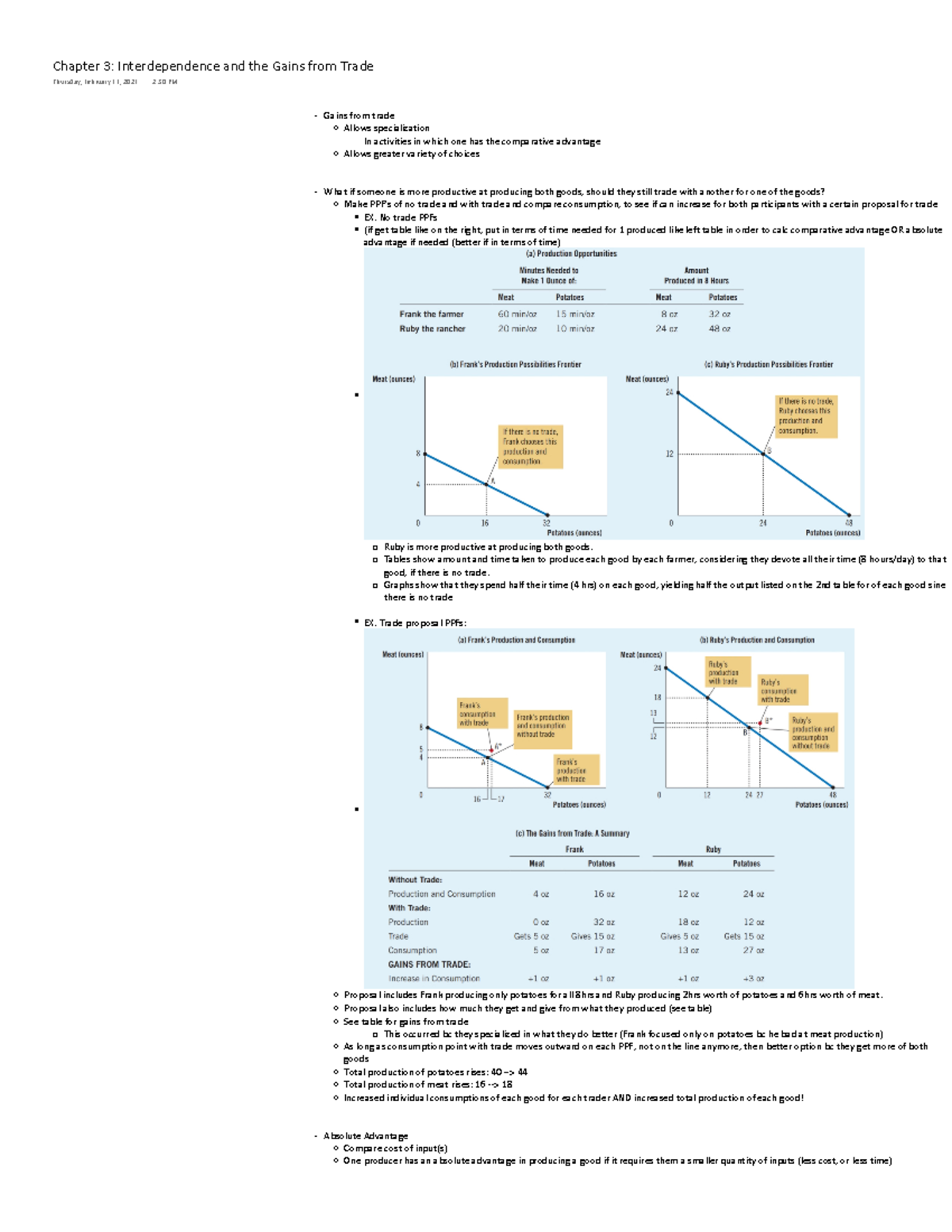 Chapter 3 Interdependence and the Gains from Trade - Gains from trade ...