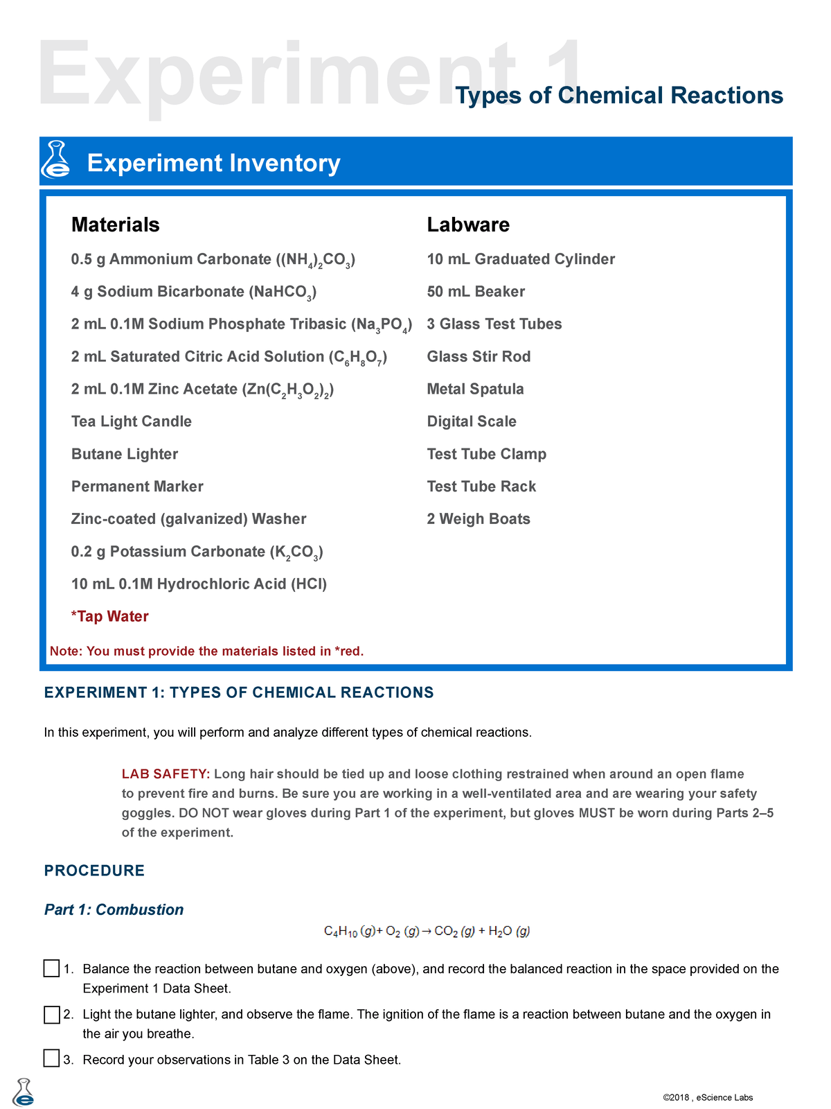 Types of Chemical Reactions - Experiment 1Types of Chemical Reactions ...
