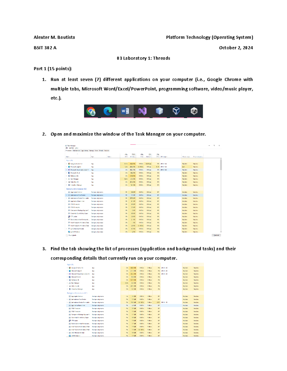 03 Lab Exer 1 Alexter Bautista BSIT 302 A - Alexter M. Bautista Platform Technology (Operating ...