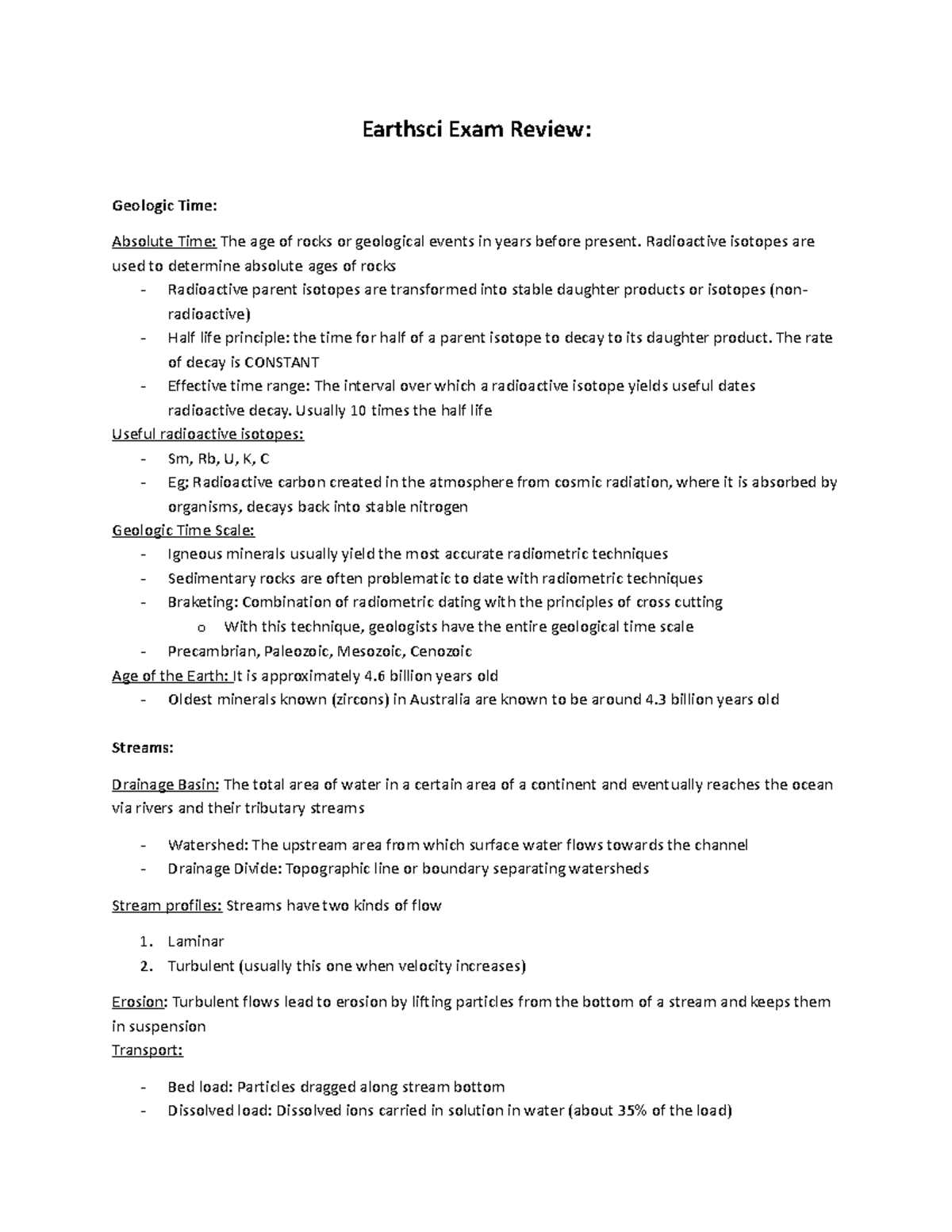 Earthsci Exam Review - Earthsci Exam Review: Geologic Time: Absolute ...