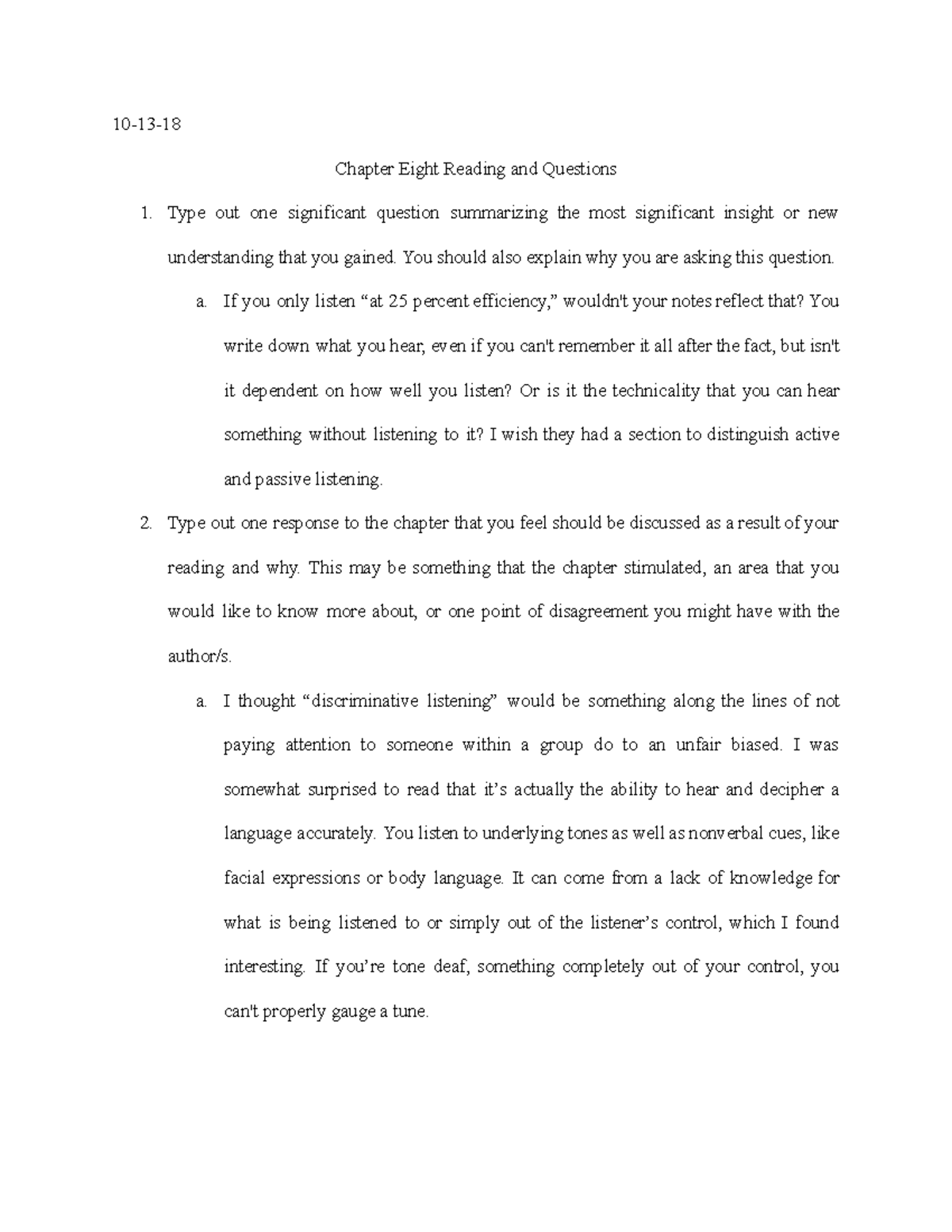 Chapter Eight Reading and Questions - 10-13- Chapter Eight Reading and ...