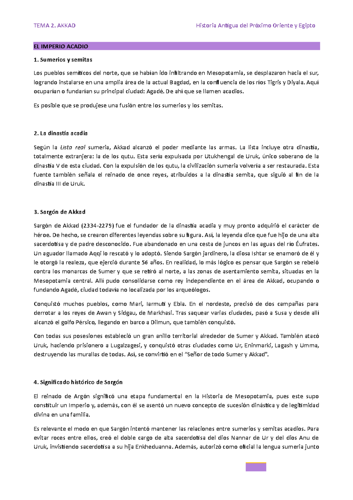 Tema 2. La dinastía acadia. Sargón de Akkad. El imperio acadio - EL ...