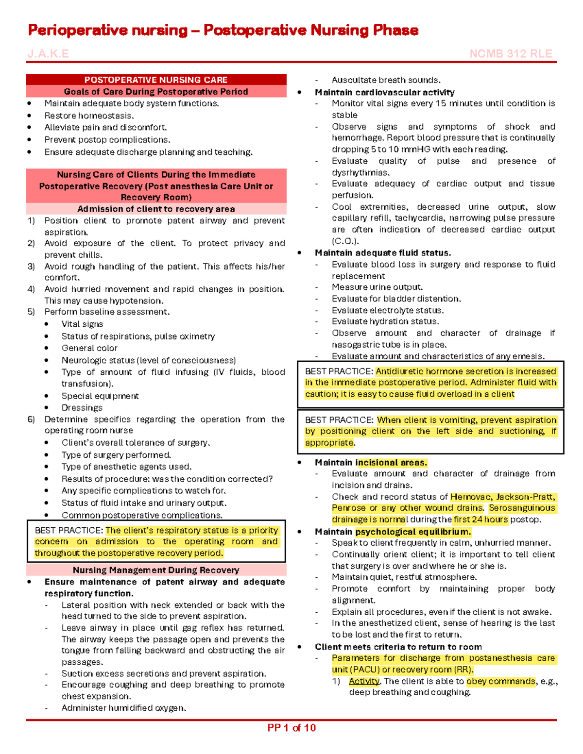 312-OR-Postoperative-Phase - Perioperative nursing – Postoperative ...