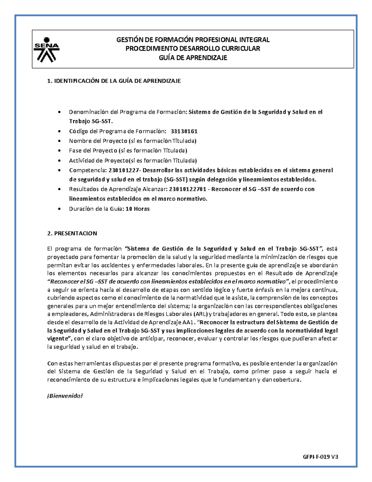 Guia1 sg-sst - Uso de EPP Aplicación de procedimientos seguros. Evitar uso elementos conductores ...