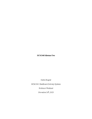 HCM 340 4-3 Short Paper - HCM 340 Module Four Short Paper Sierra M ...