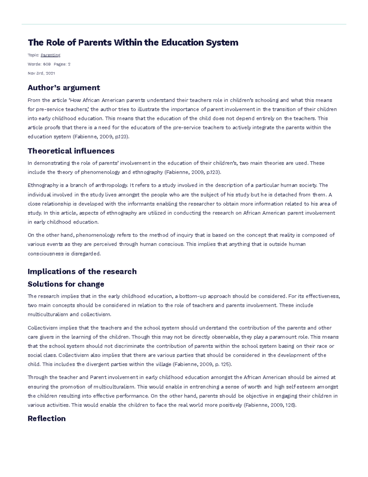 The Role of Parents Within the Education System Free Essay Example ...