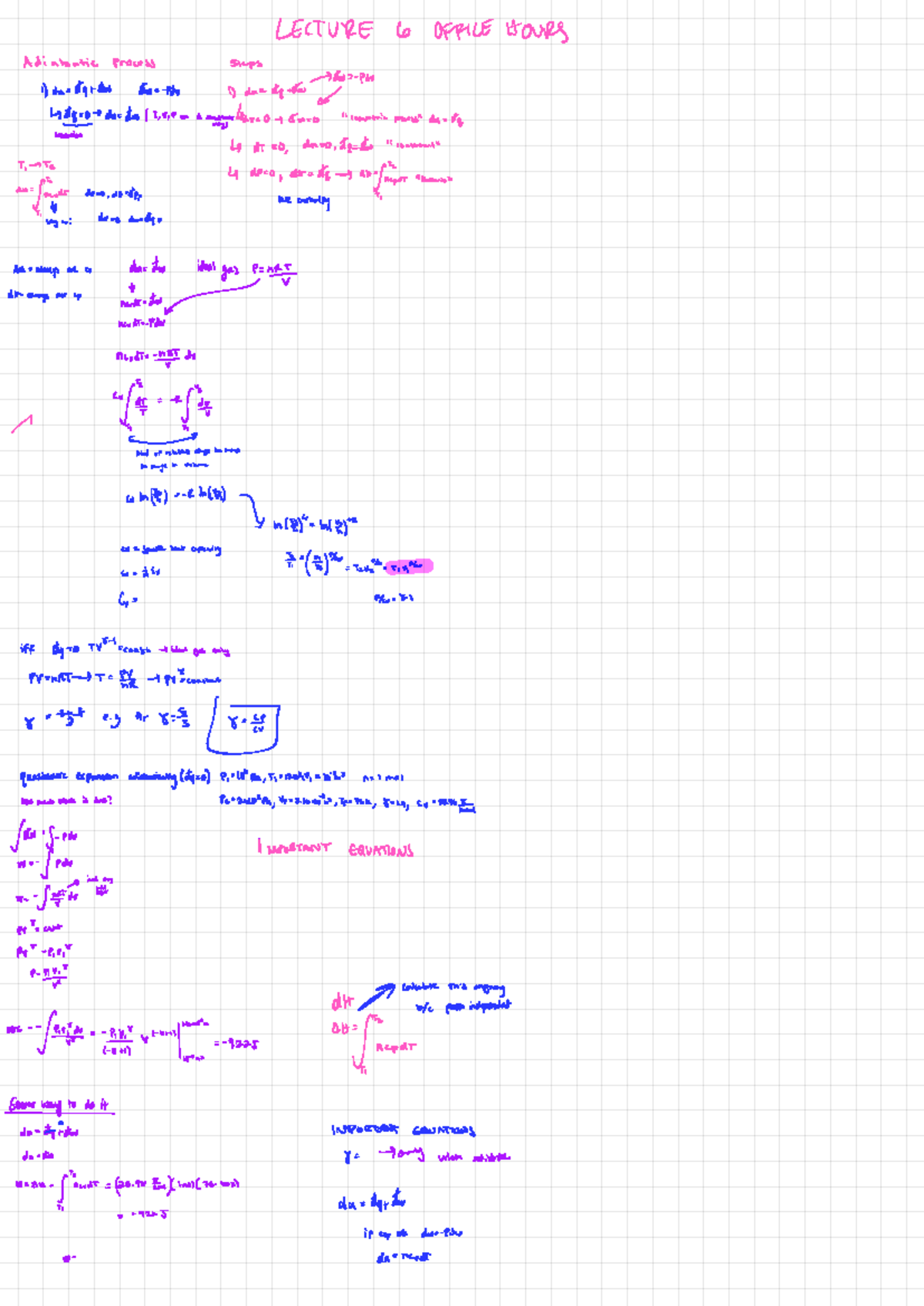 Lecture 6 - notes - LECTURE 6 OFFICE HOURS Adiabatic Process steps 1 ...