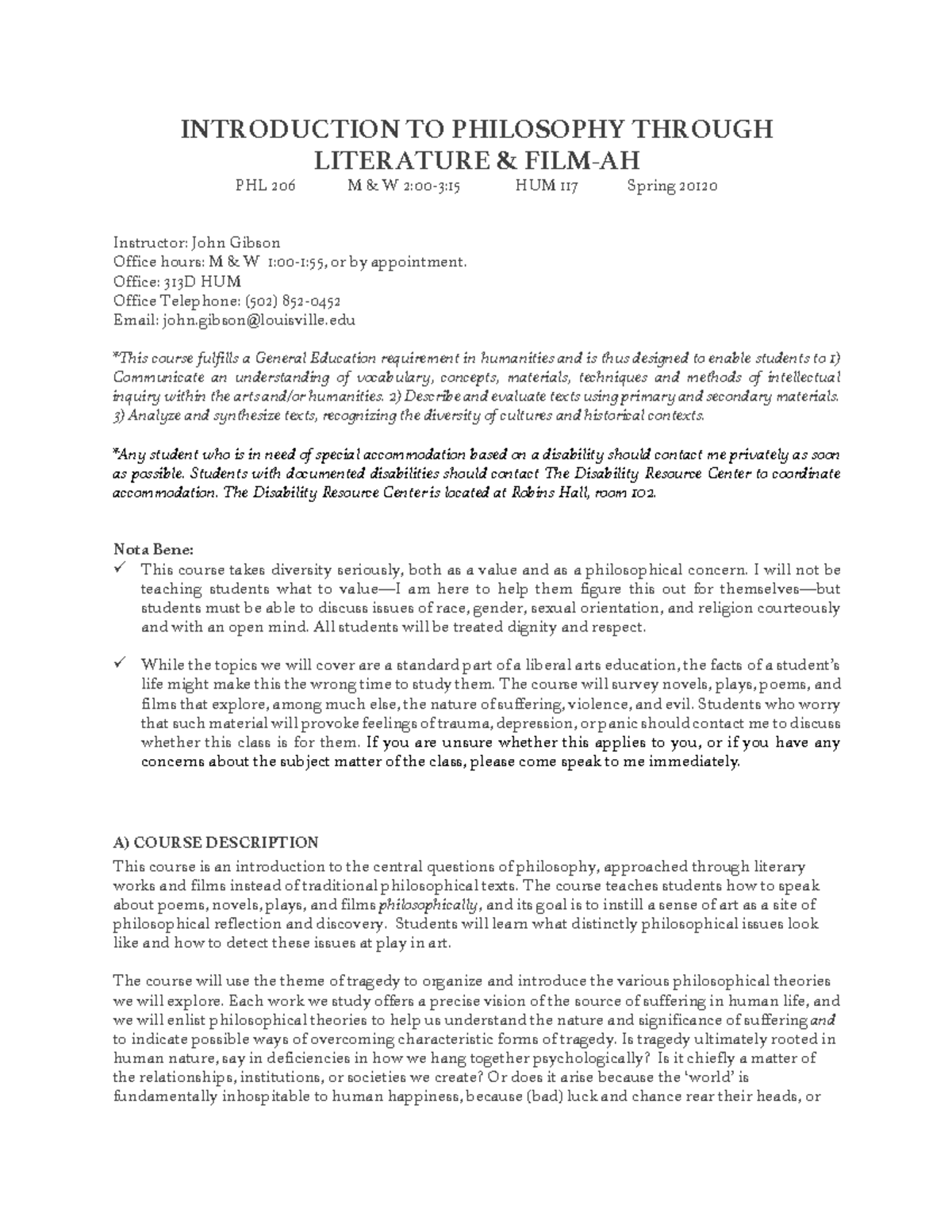 PHIL- 206-01-6244 syllabus - INTRODUCTION TO PHILOSOPHY THROUGH ...